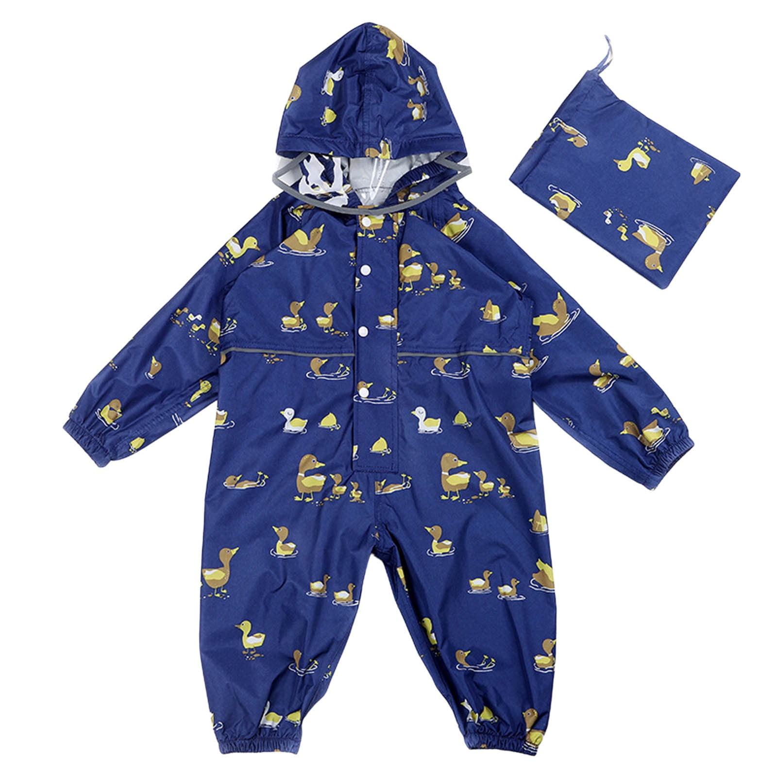 Toddler Rain Jacket One-Piece Cartoon Full Print Lightweight Hooded ...