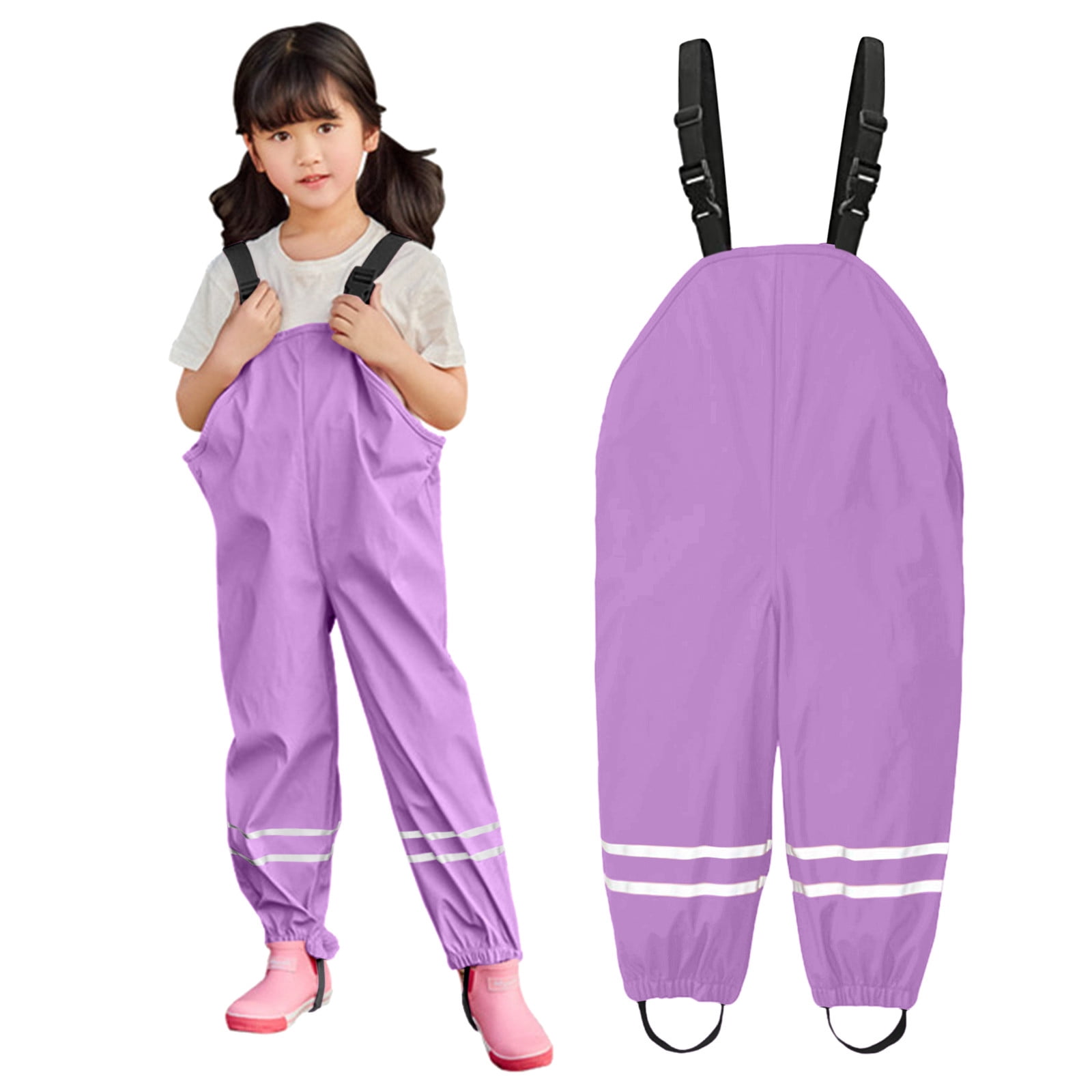 Toddler Rain Pants Solid Waterproof Rain Bib Pants Rain Dungarees Fishing Waders for Kids Boys ...