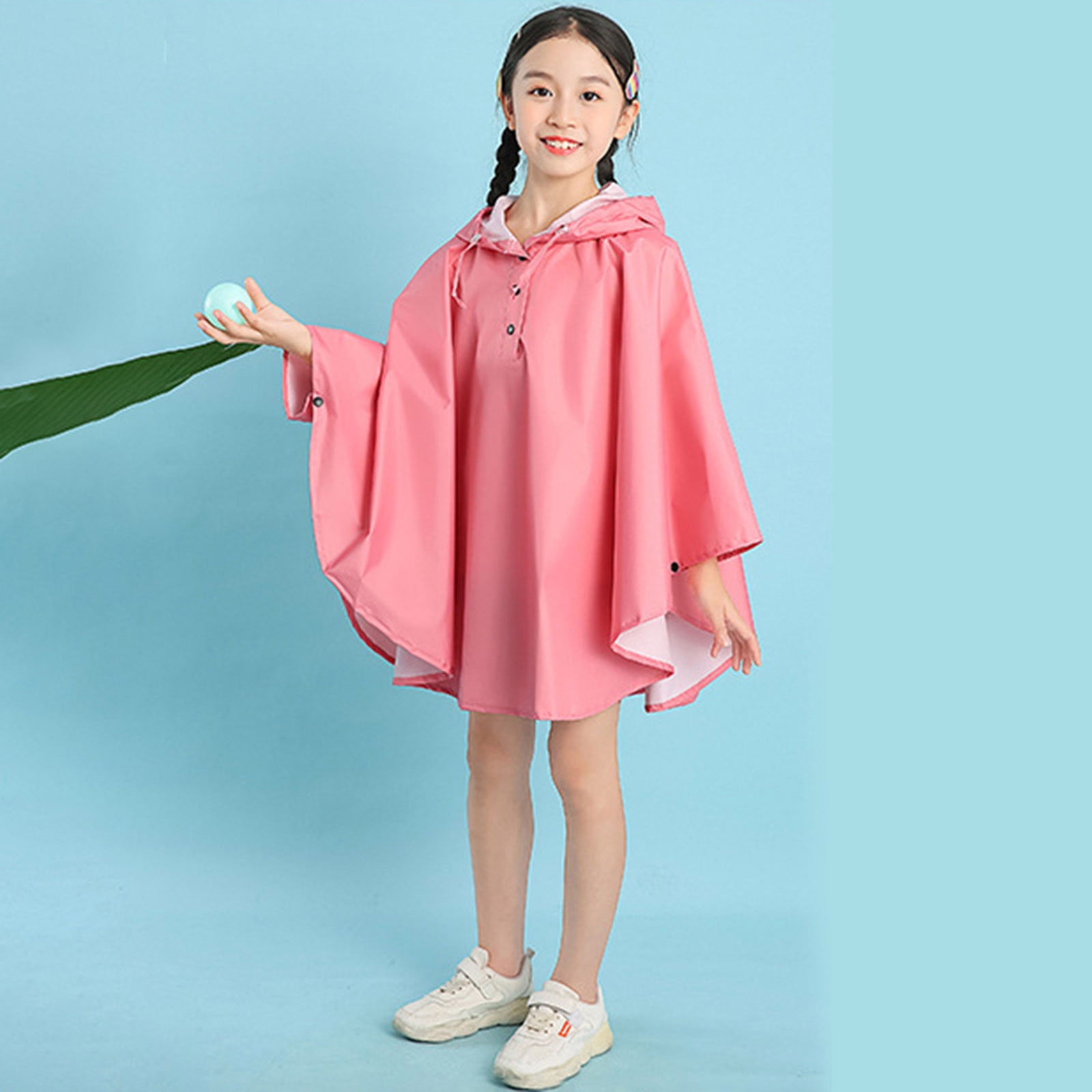 Toddler Rain Poncho with Hood Long Rain Coat Reusable Rain Ponchos for Boys and Girls 3-5 Years ...