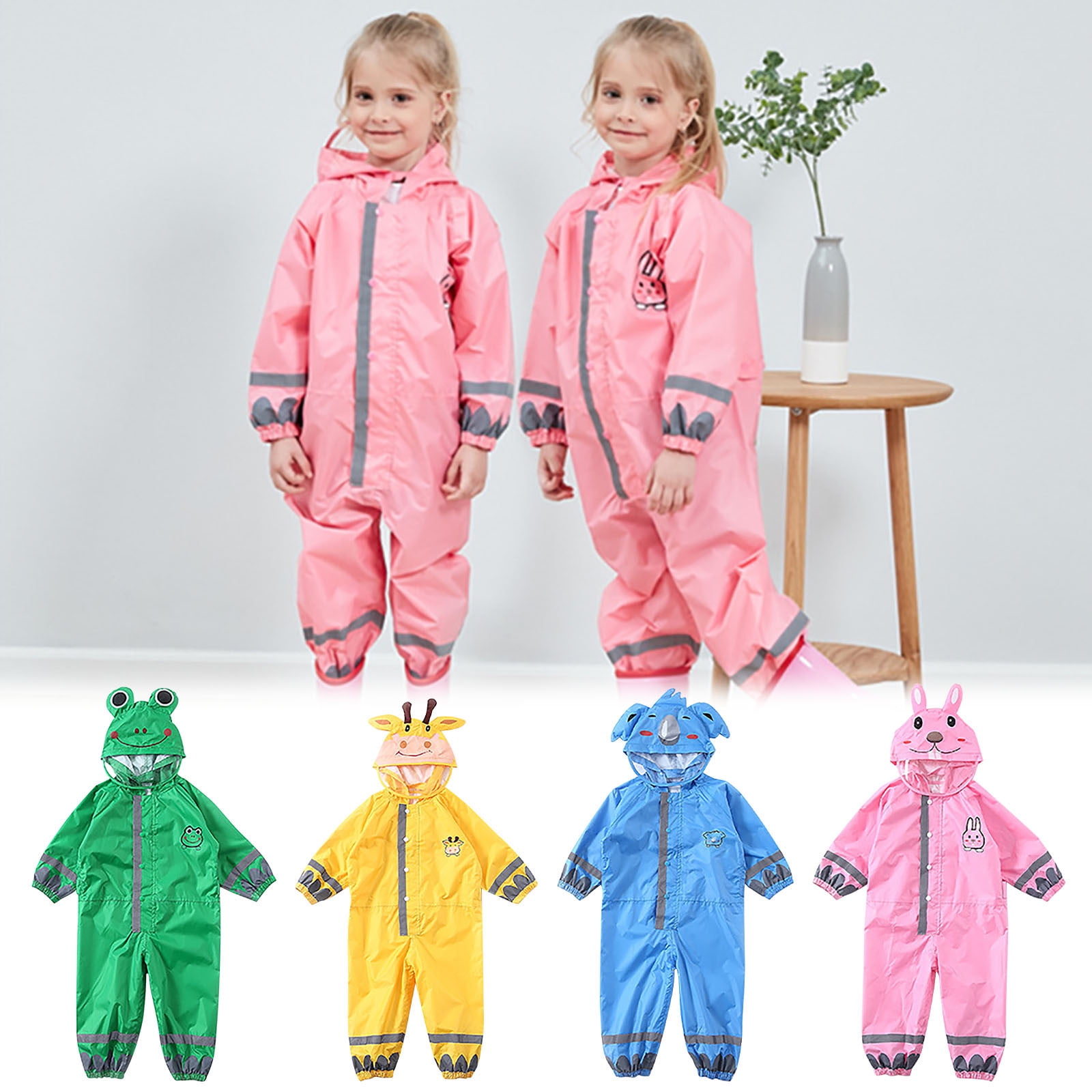 Toddler Rain Suit,Kids Toddler Rain Suit for Boys Girls One Piece Hoodie Zipper Cartoon ...