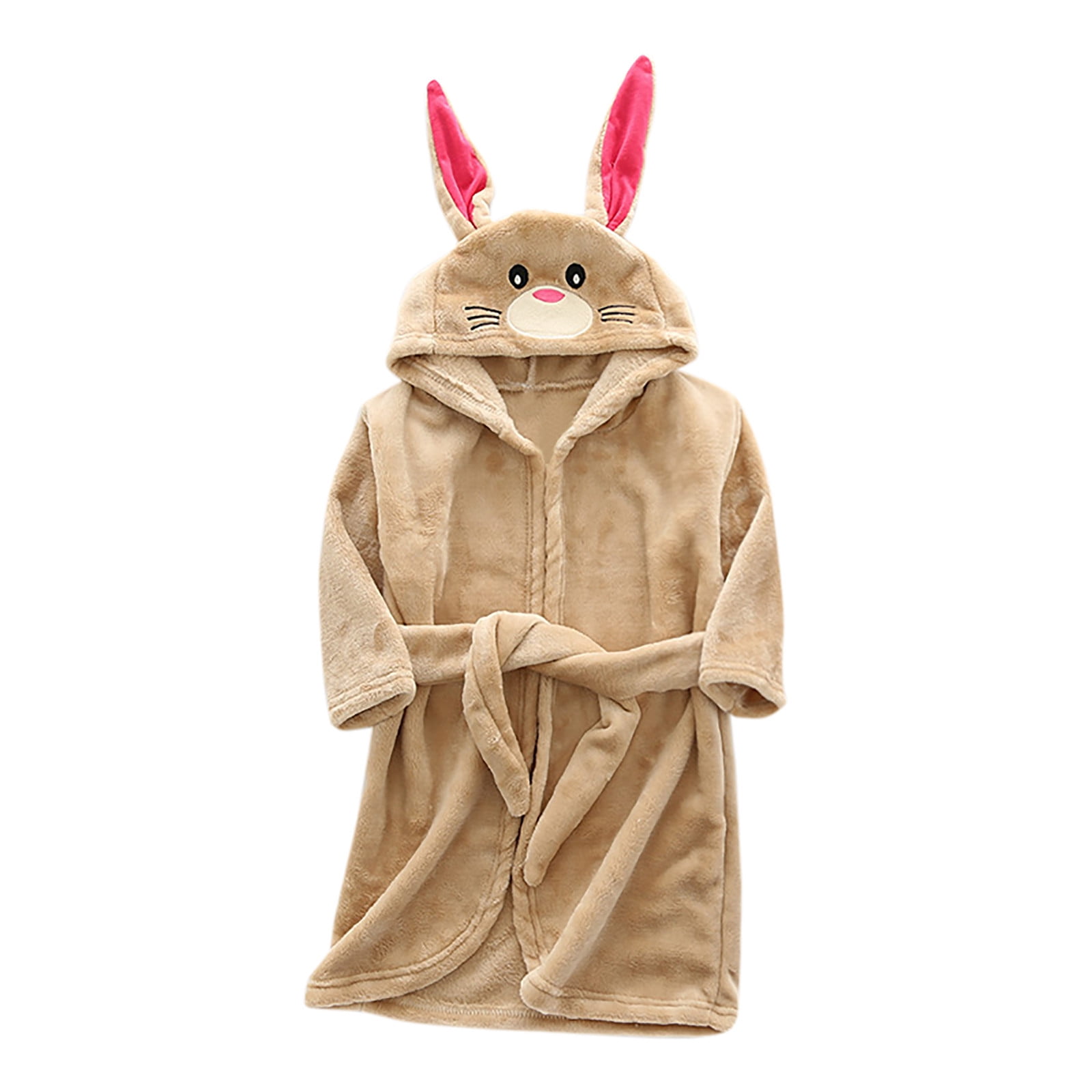 Toddler Robe Boys Girls Hooded Flannel Bathrobe Long Sleeve Soft Fleece ...