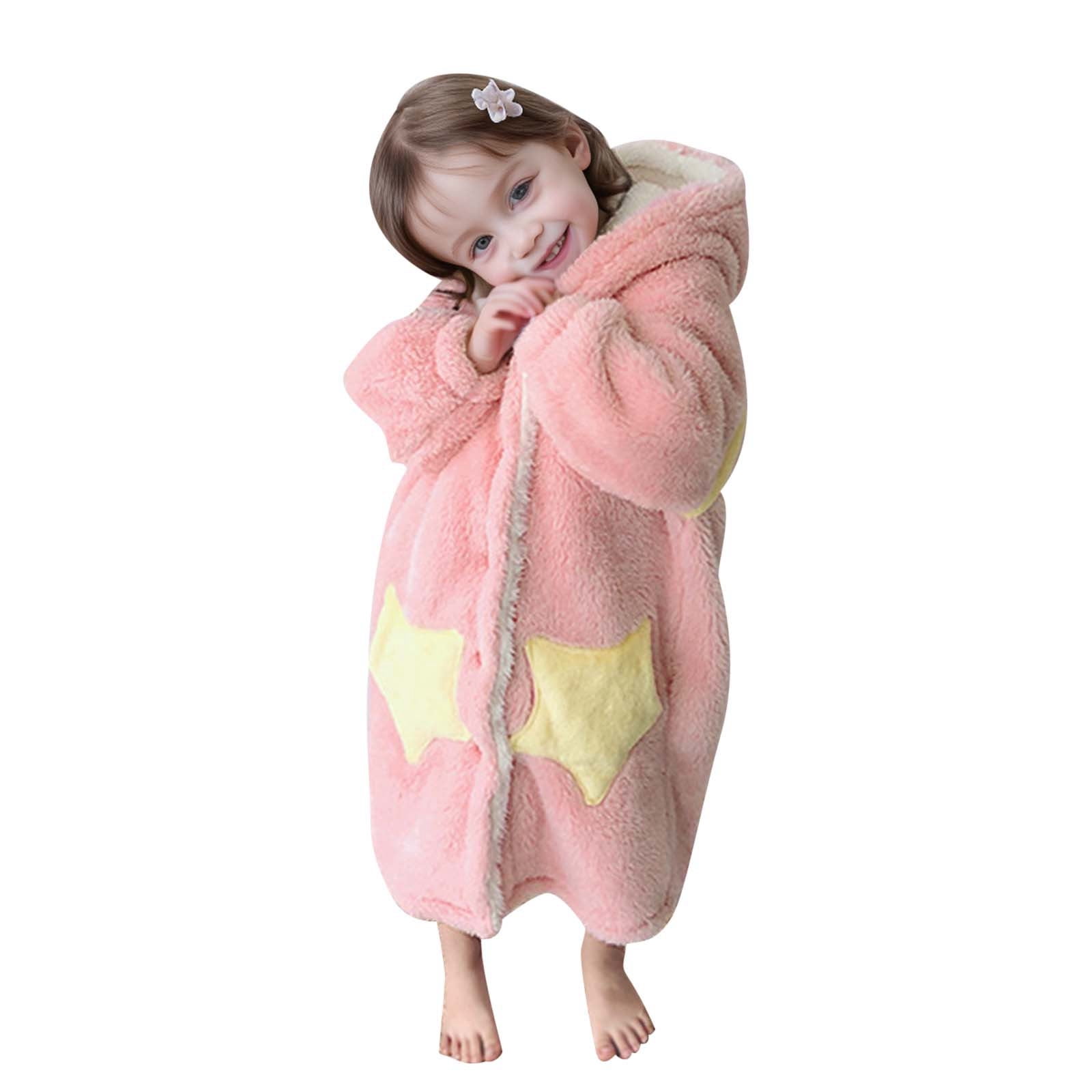 Toddler Robe Kid Flannel Bathrobe Long Sleeve Winter Warm Soft Fuzzy ...