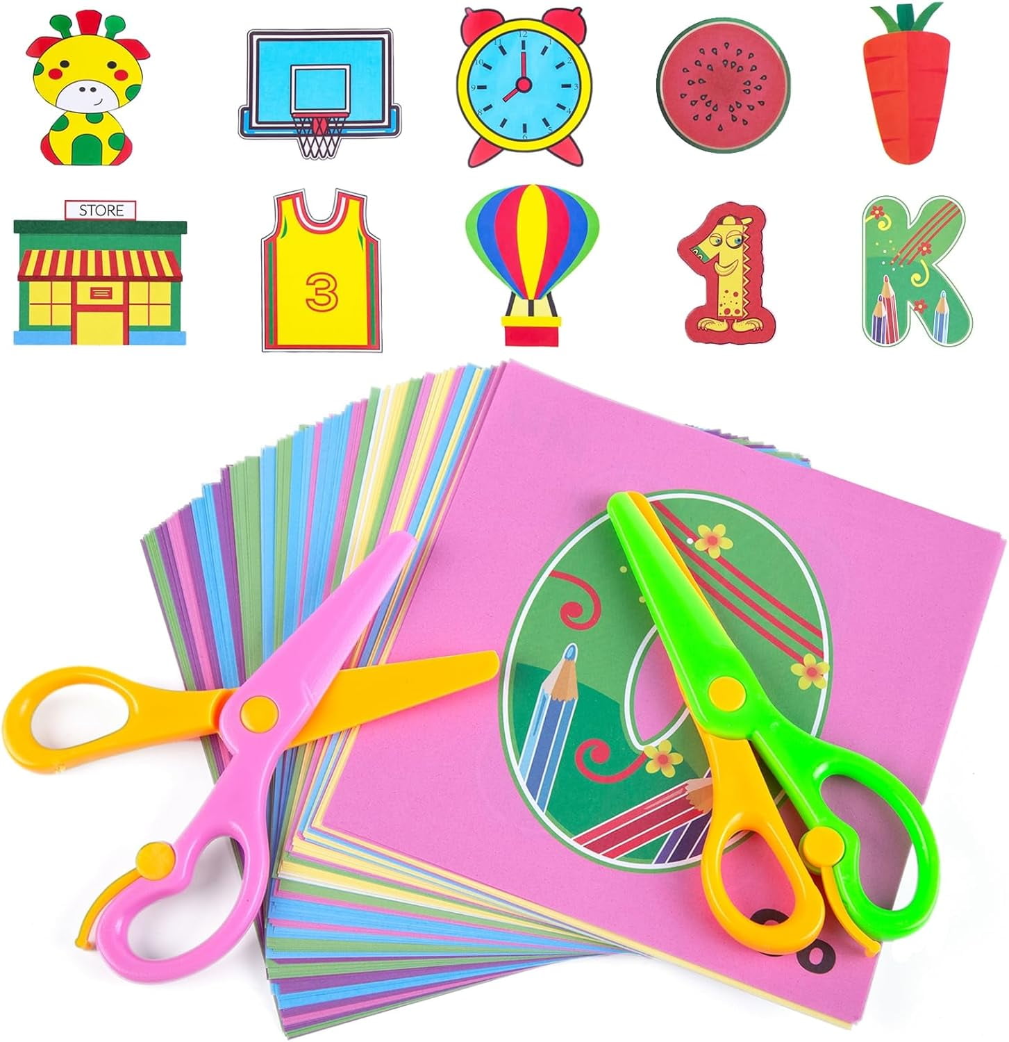 Toddler Safety Scissors Practice Kit for Ages 3-5, 2 Training Blunt Tip ...