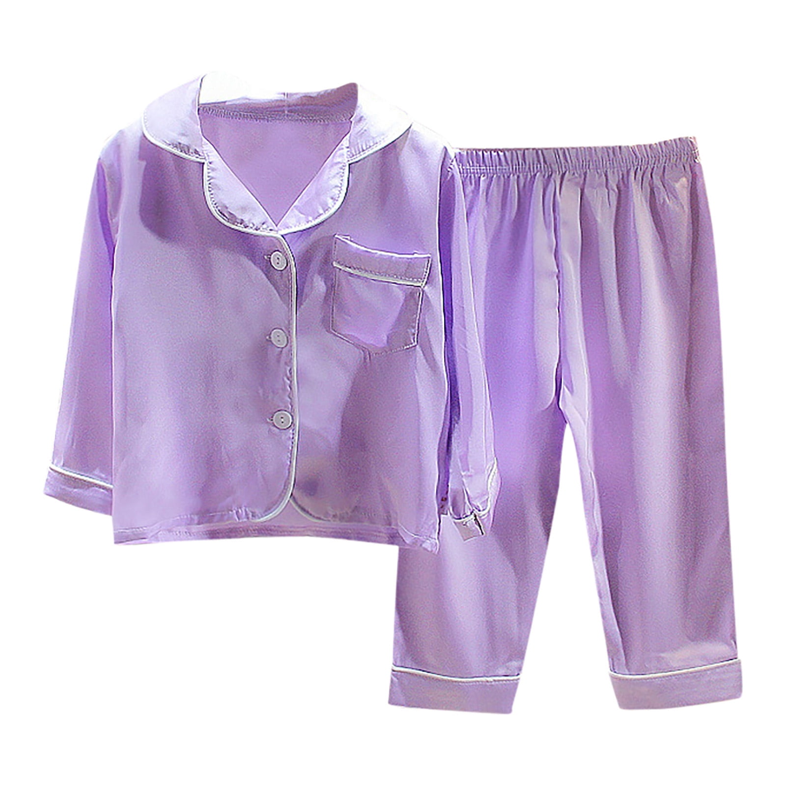Toddler Satin Pajamas for Girls Boys Short Sleeve Button Down Shirts ...