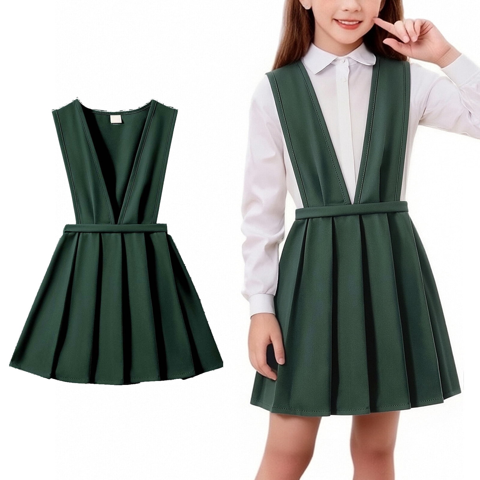 Toddler School Uniform Dresses for Girls A-Line Pleated Hem Knee Length ...