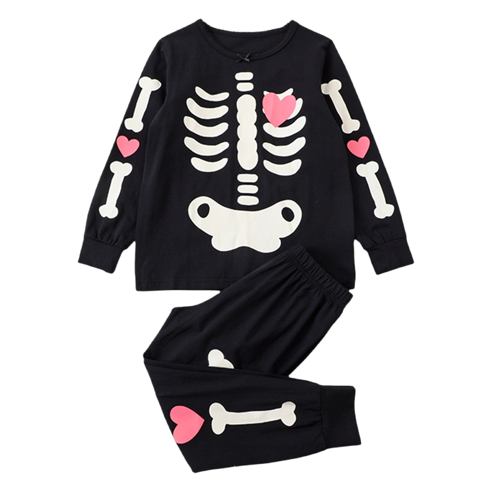 Toddler Skeleton Costume Sweatsuit 2 Piece Halloween Girl Festival ...