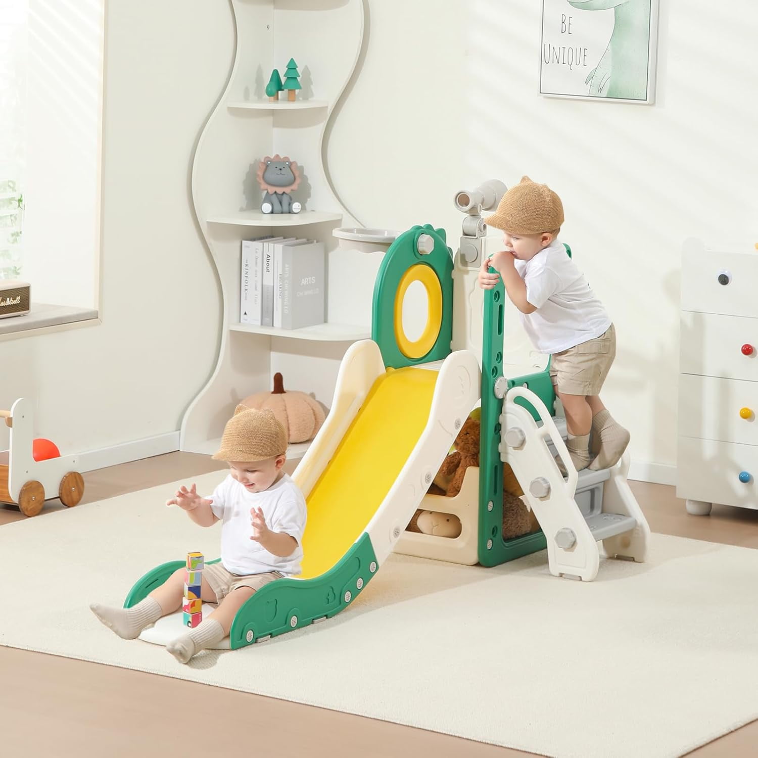 Toddler Slide, 6 in 1 Indoor Foldable Kids Slide for Toddlers Age 1-3 ...