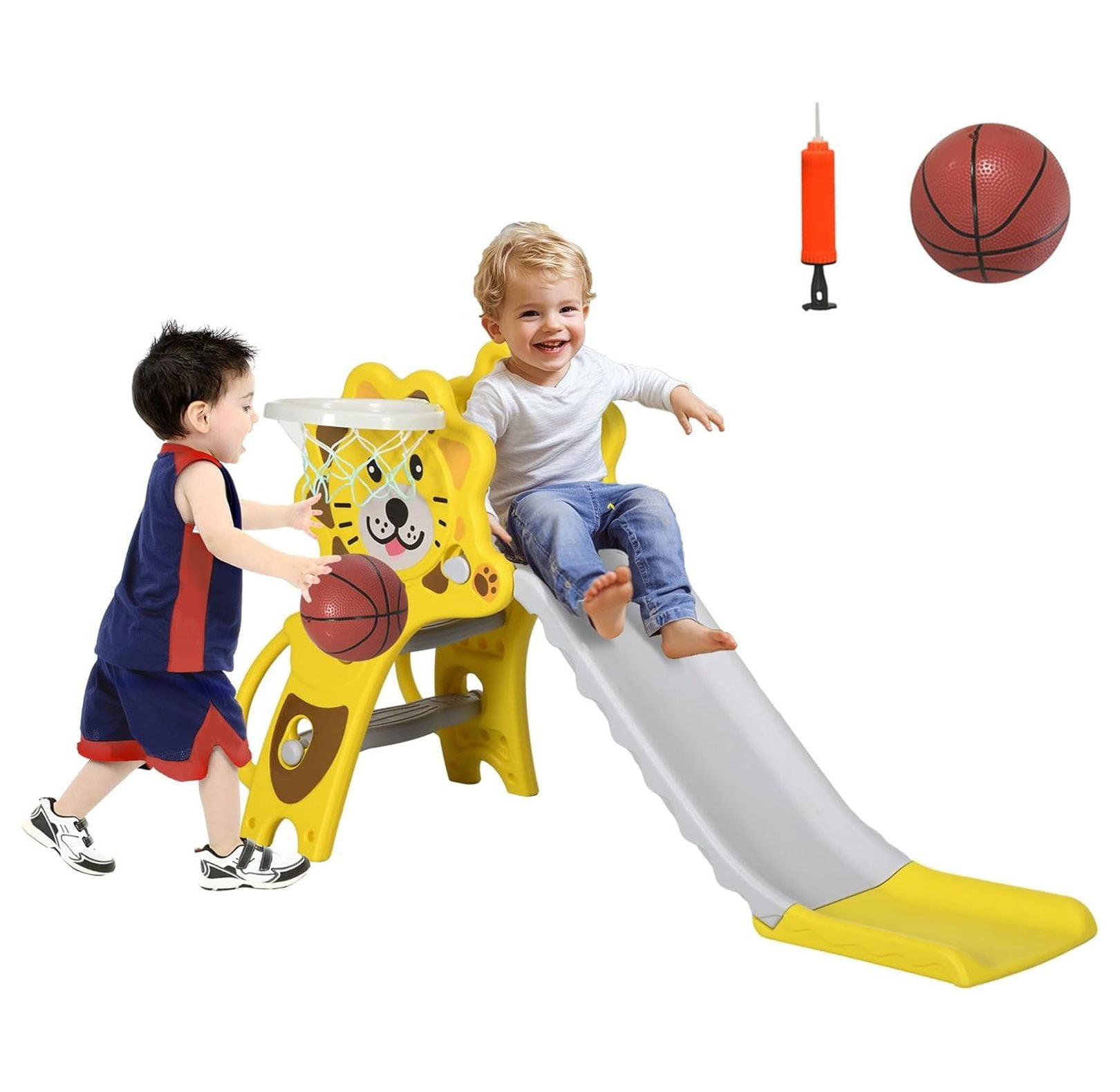 Toddler Slide & Climber 3-in-1 | Indoor Playground with Basketball Hoop ...