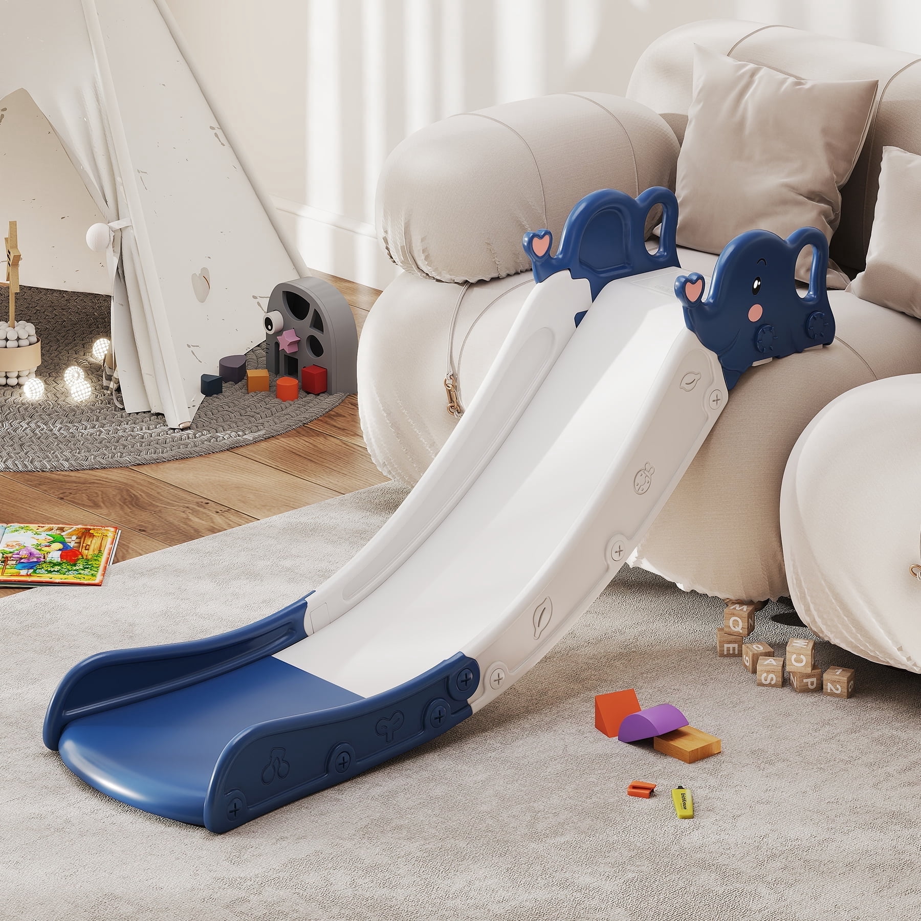 Indoor Toddler Slide for 1-3 Couch Slide for Kid, Baby Plastic Playset ...