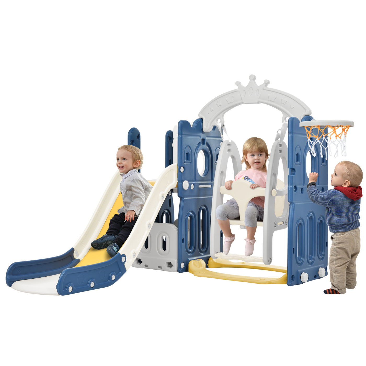 Toddler Slide and Swing Set 5 in 1, Kids Playground Climber Slide ...