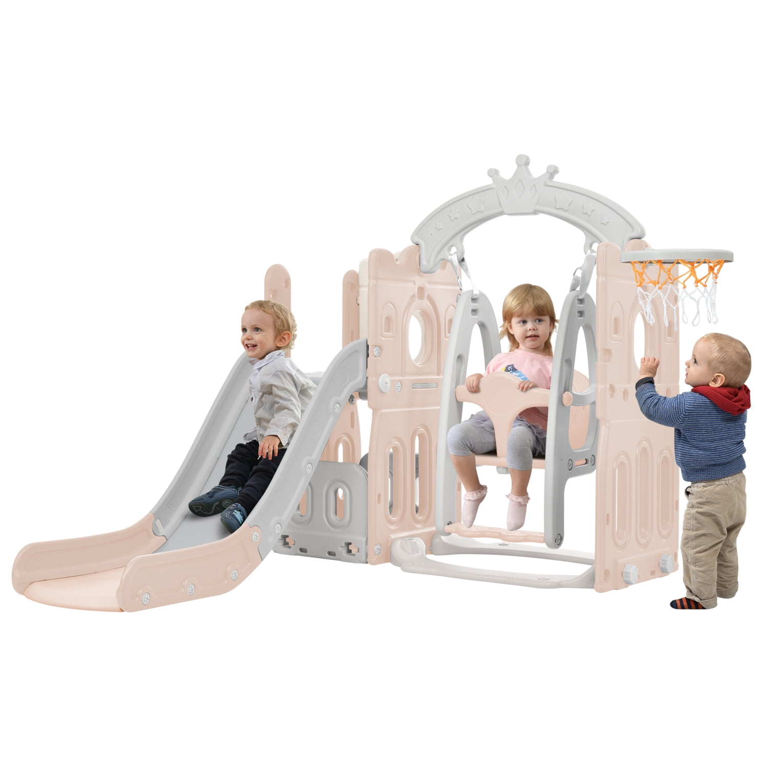 Toddler Slide and Swing Set 5 in 1, Kids Playground Climber Slide ...