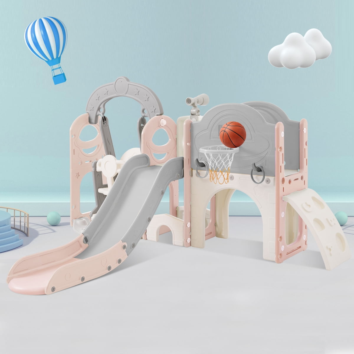 Toddler Slide and Swing Set 7 in 1, Kids Playground Climber Slide ...