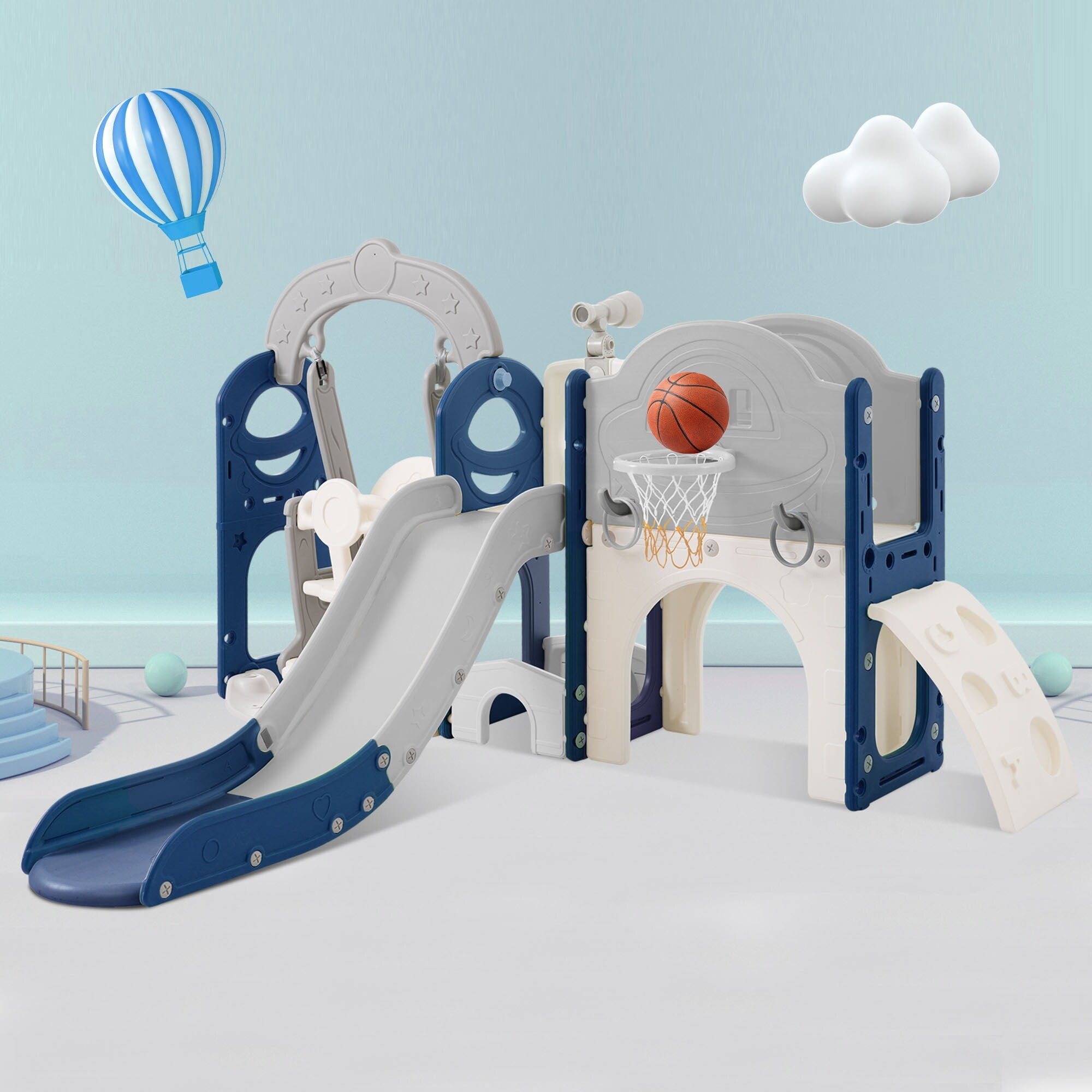 Toddler Slide,Swing Set 8 in 1,Kids Playground Climber Slide Playset ...
