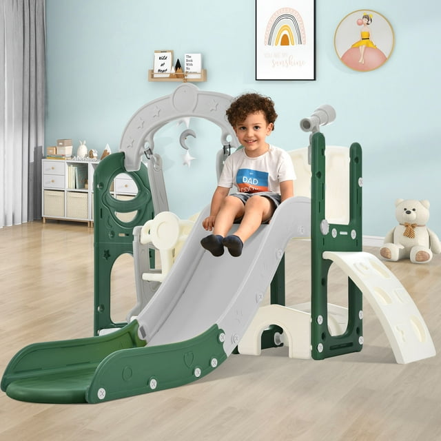 Toddler Slide and Swing Set 5 in 1, Kids Playground Climber Slide ...