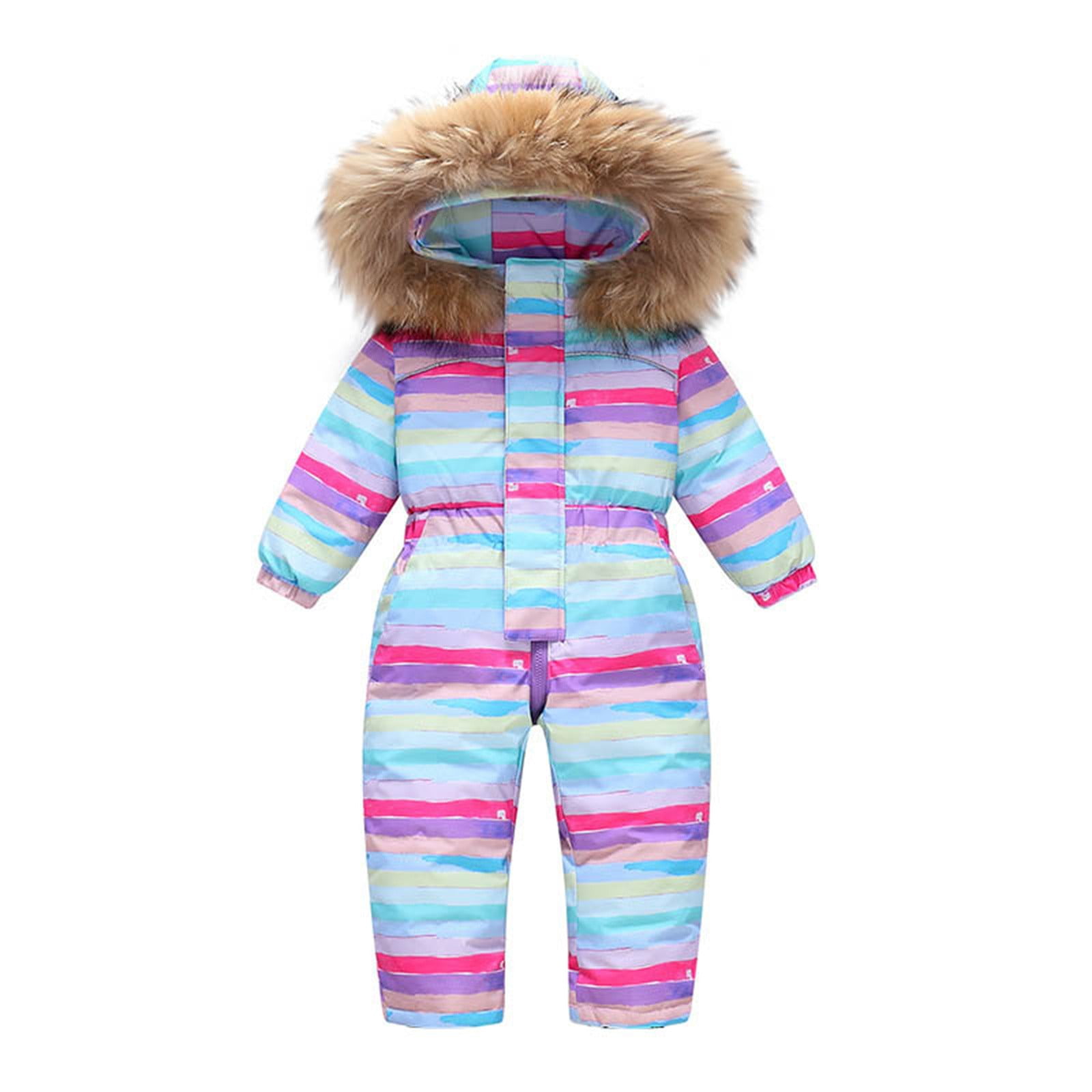 Toddler Snowsuit with Faux Fur Trim Hood Baby Winter Insulated Fleece ...