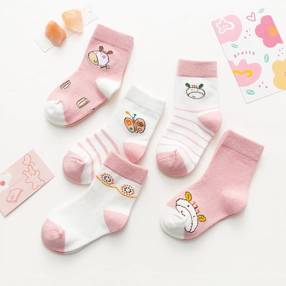 Toddler Socks, 5 Packs in 1 Set for Kids Baby Girls Boys, Fashion ...