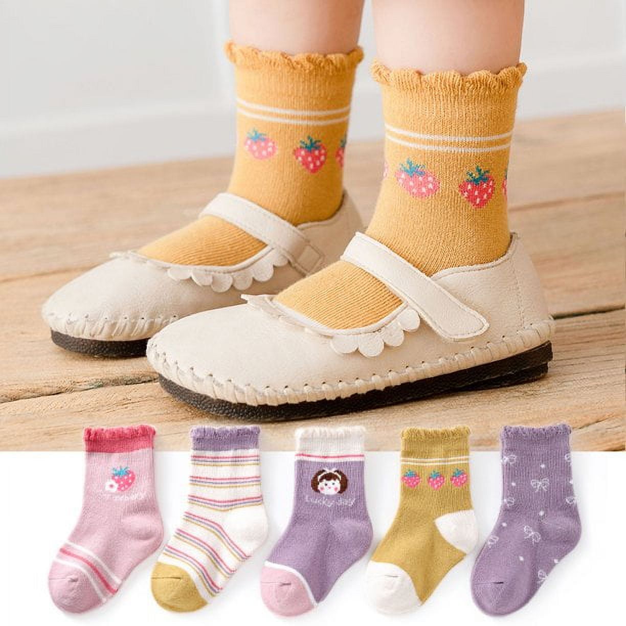 Toddler Socks, 5 Packs in 1 for Kids Baby Girls Boys, Fashion Cute ...