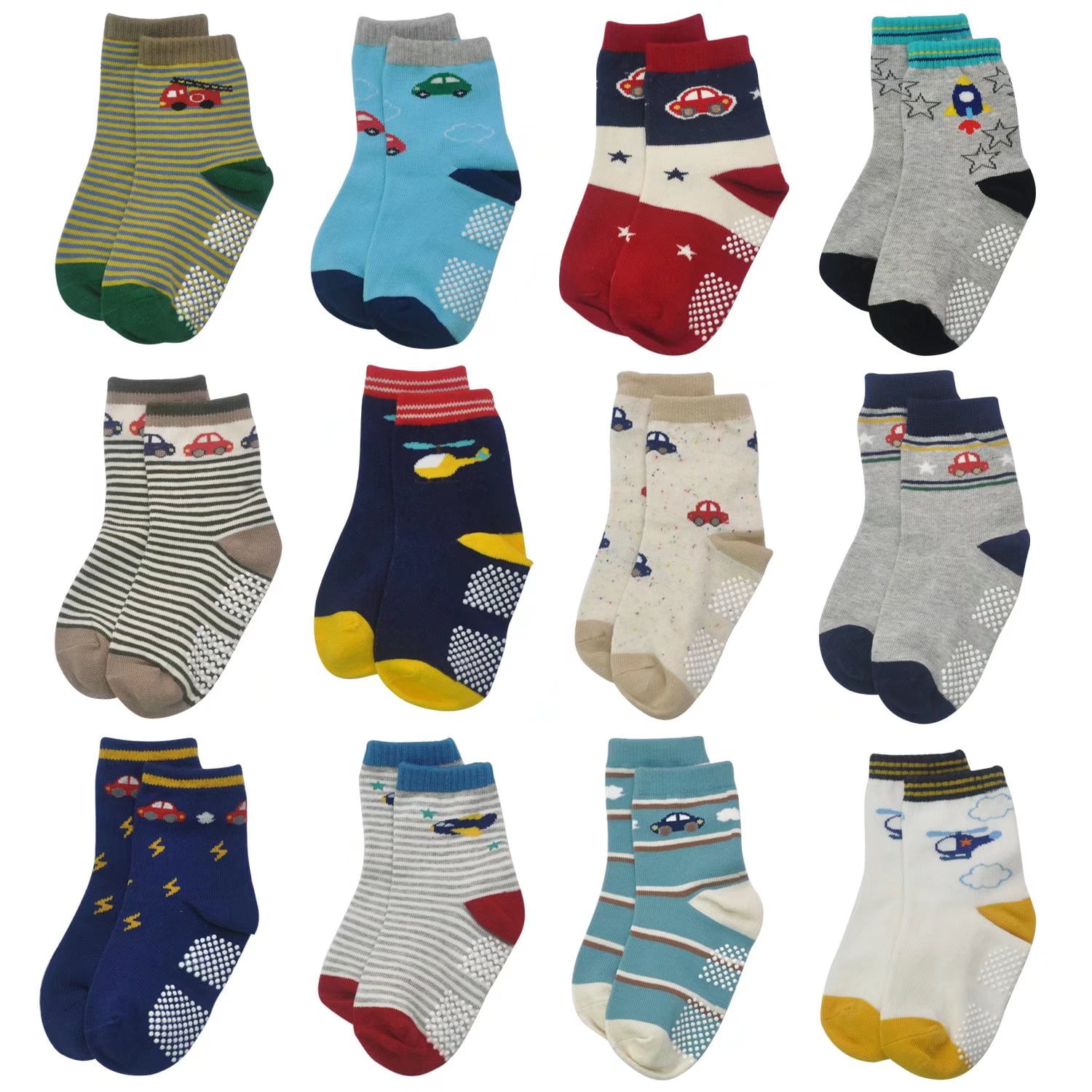 Toddler Socks Baby Boy Infants Socks 12 Pairs Non Skid Slipper Kid ...