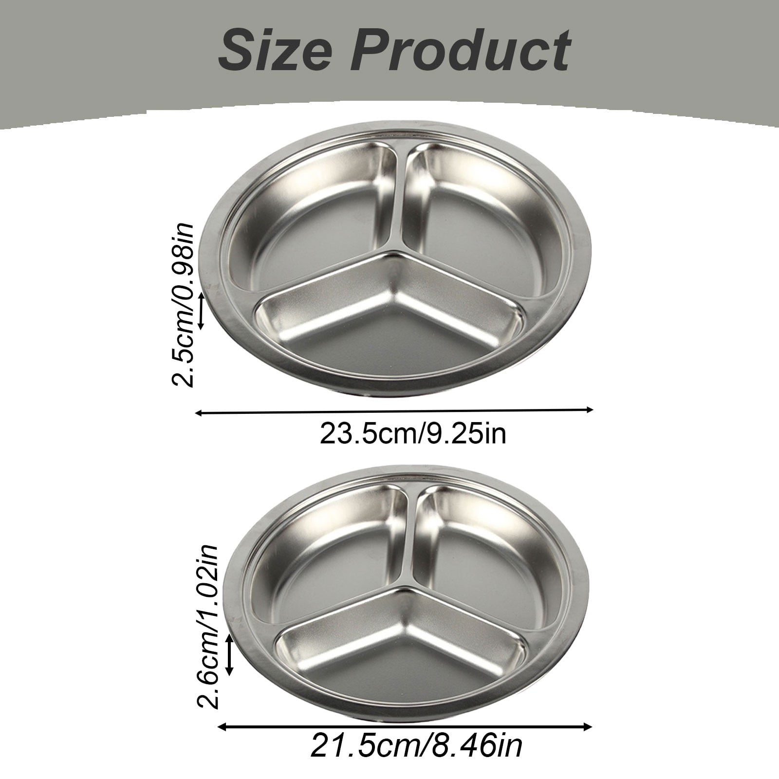 Toddler Stainless Steel Divided Plate Set: 3-Compartment Dishwasher ...