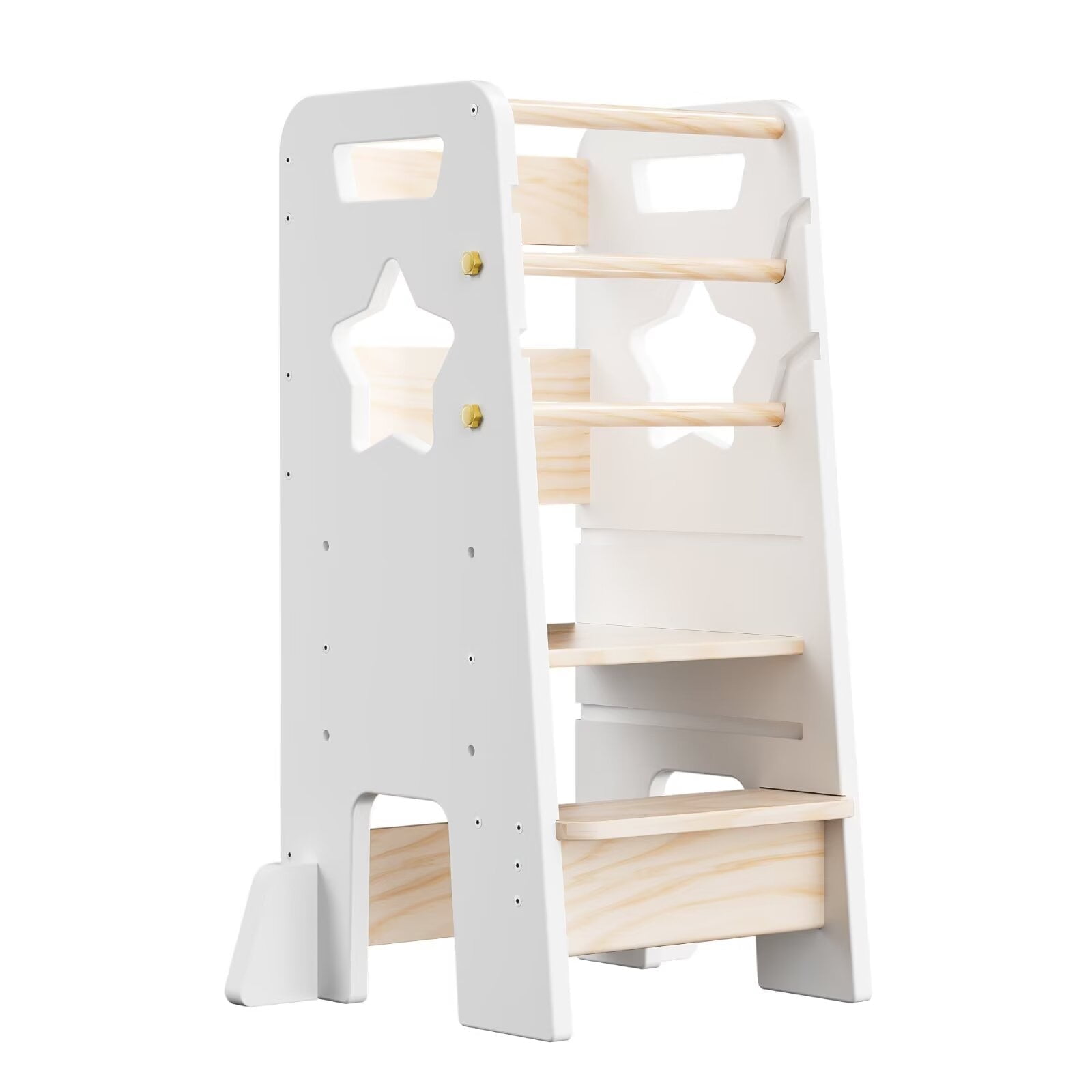 Triple Tree Toddler Standing Tower, 3 Levels Height-Adjustable Wooden ...