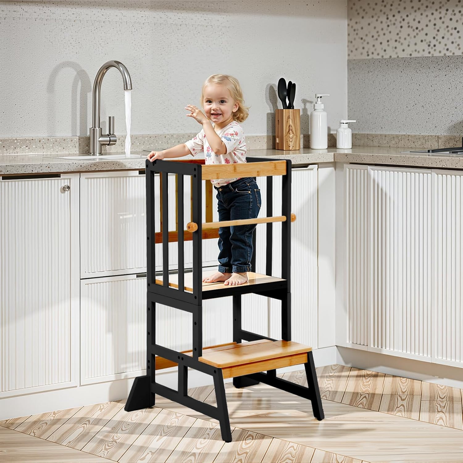 Toddler Standing Tower - Adjustable Height Toddler Kitchen Stool Helper ...