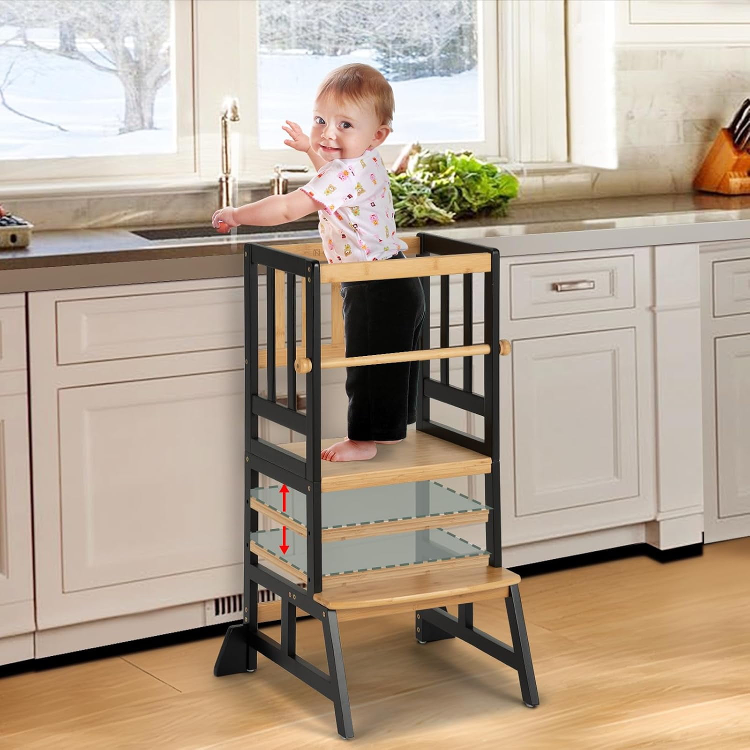 Toddler Standing Tower - Adjustable Height Toddler Kitchen Stool Helper ...