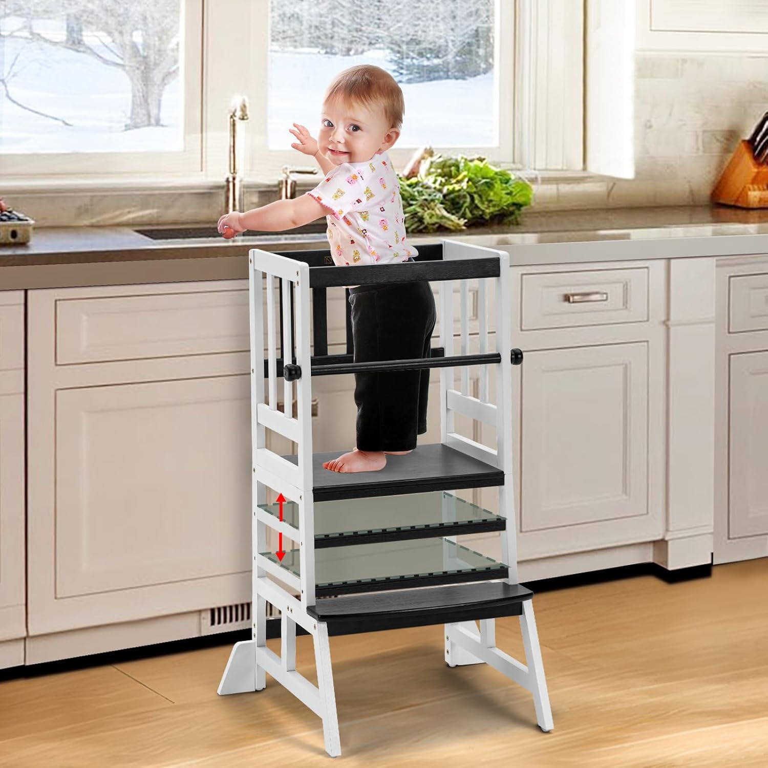 Toddler Standing Tower - Adjustable Height Toddler Kitchen Stool Helper ...