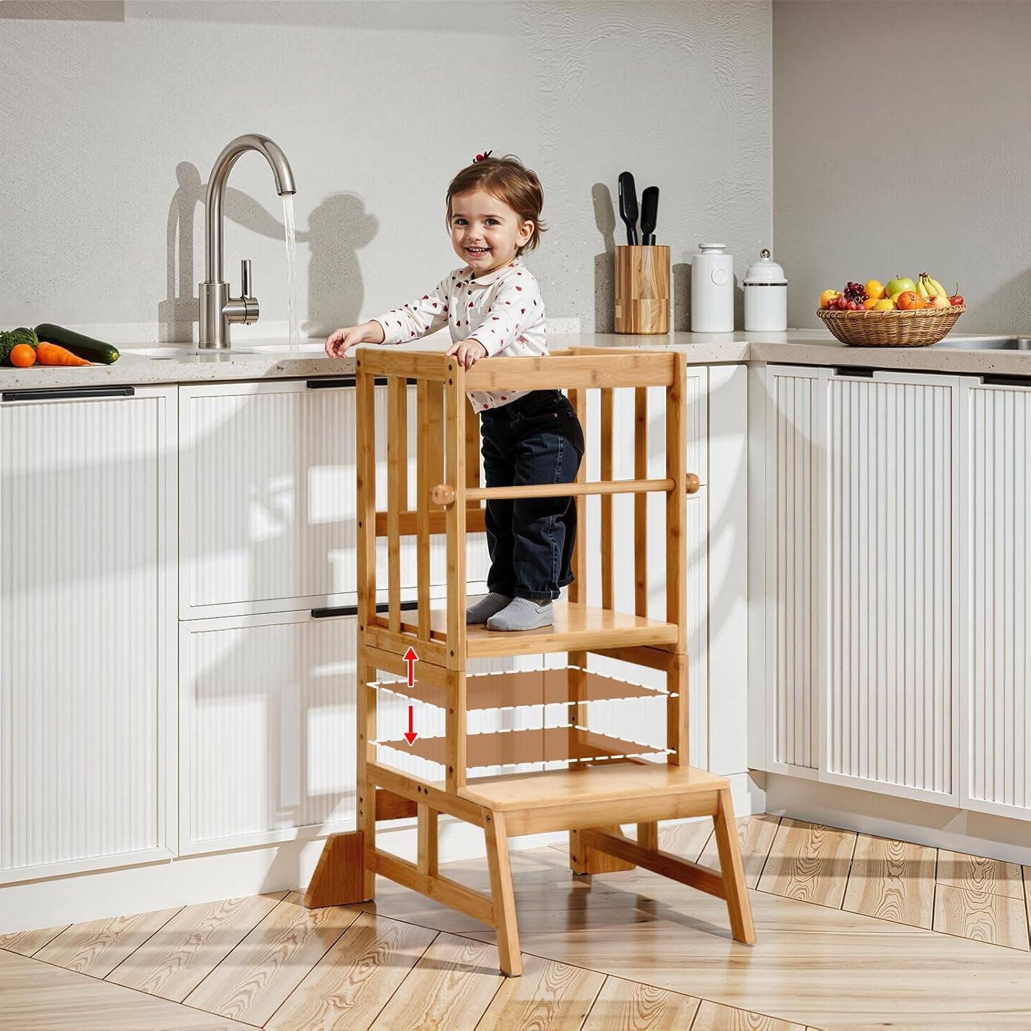 Toddler Standing Tower - Adjustable Height Toddler Kitchen Stool Helper ...