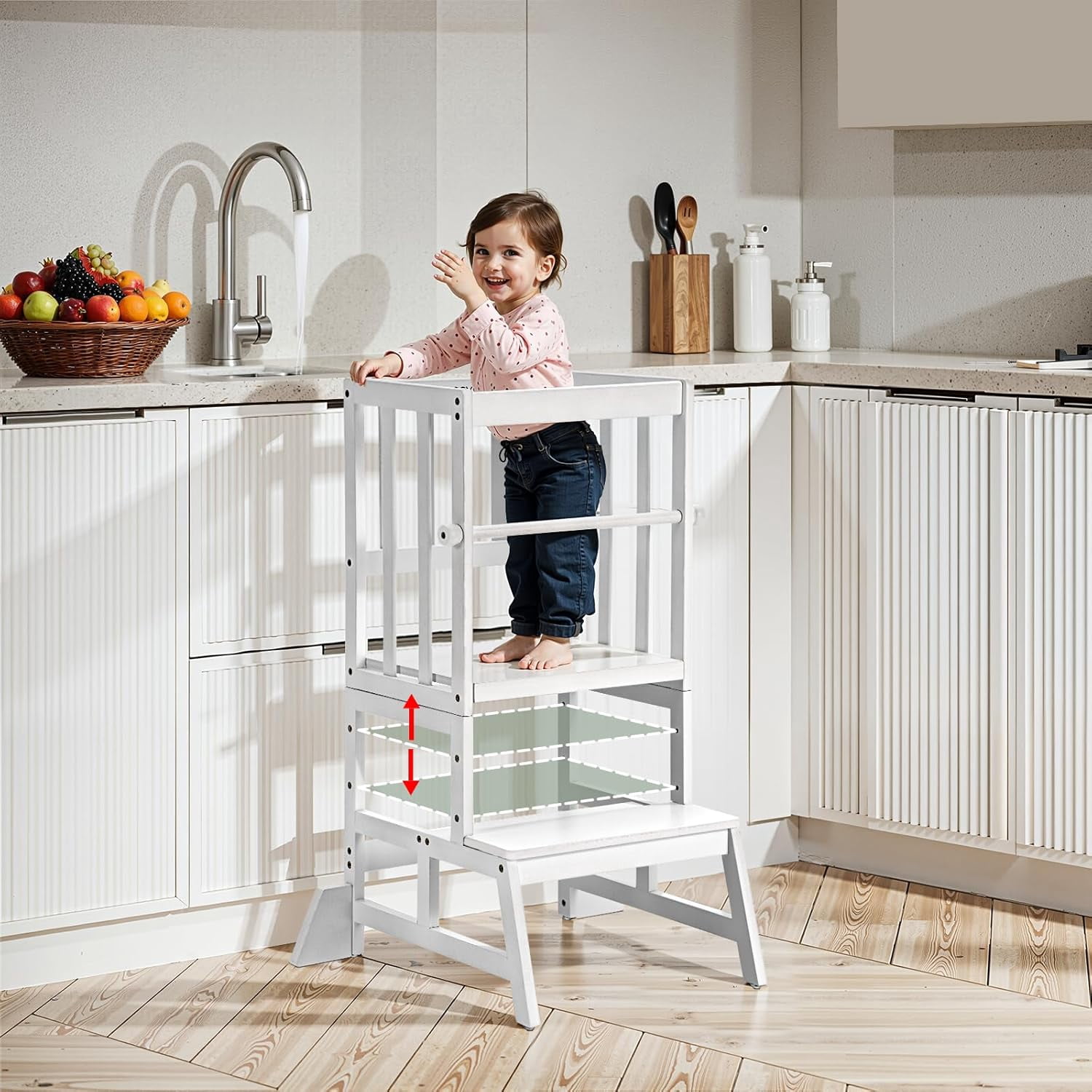 Toddler Standing Tower - Adjustable Height Toddler Kitchen Stool Helper ...