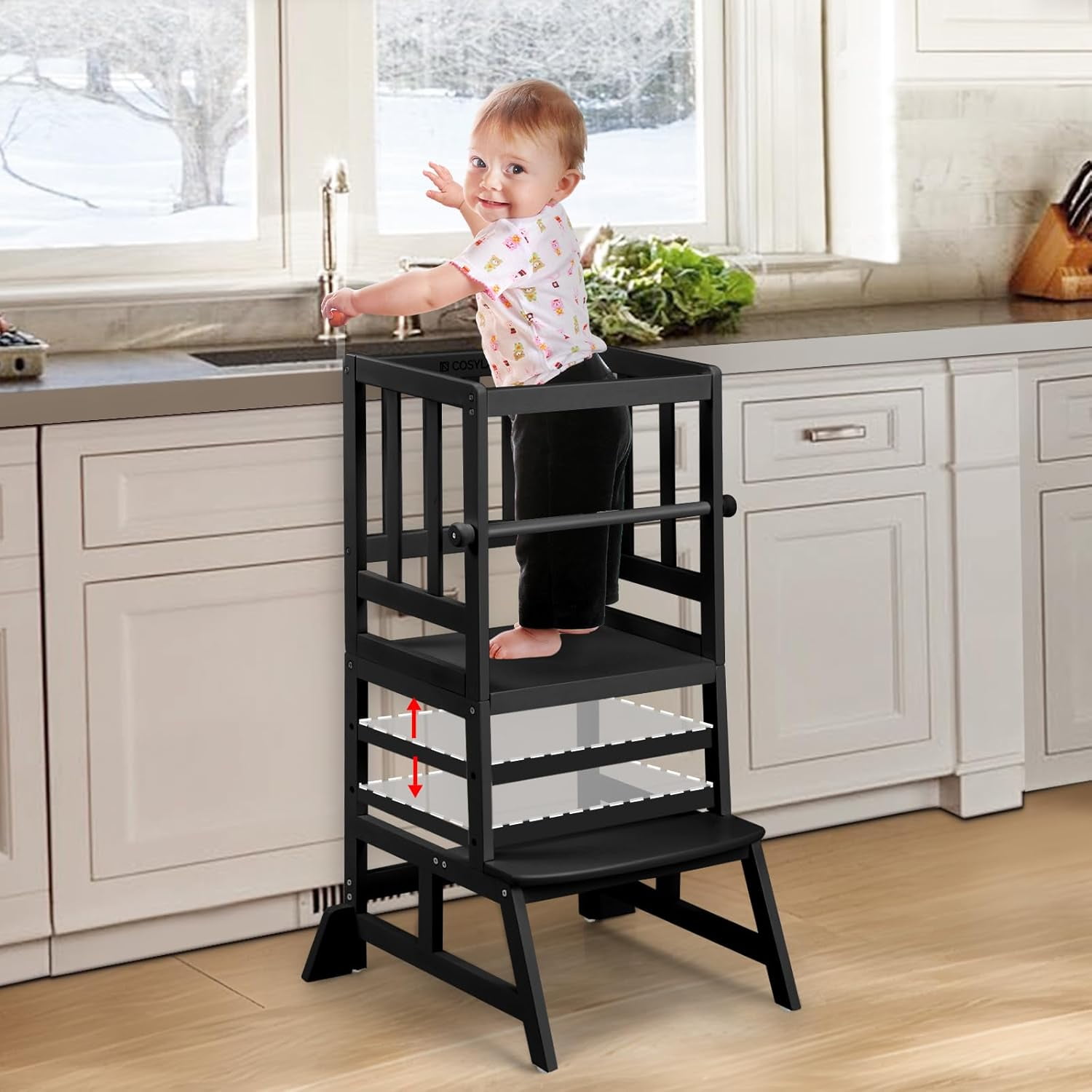 Toddler Standing Tower - Adjustable Height Toddler Kitchen Stool Helper ...