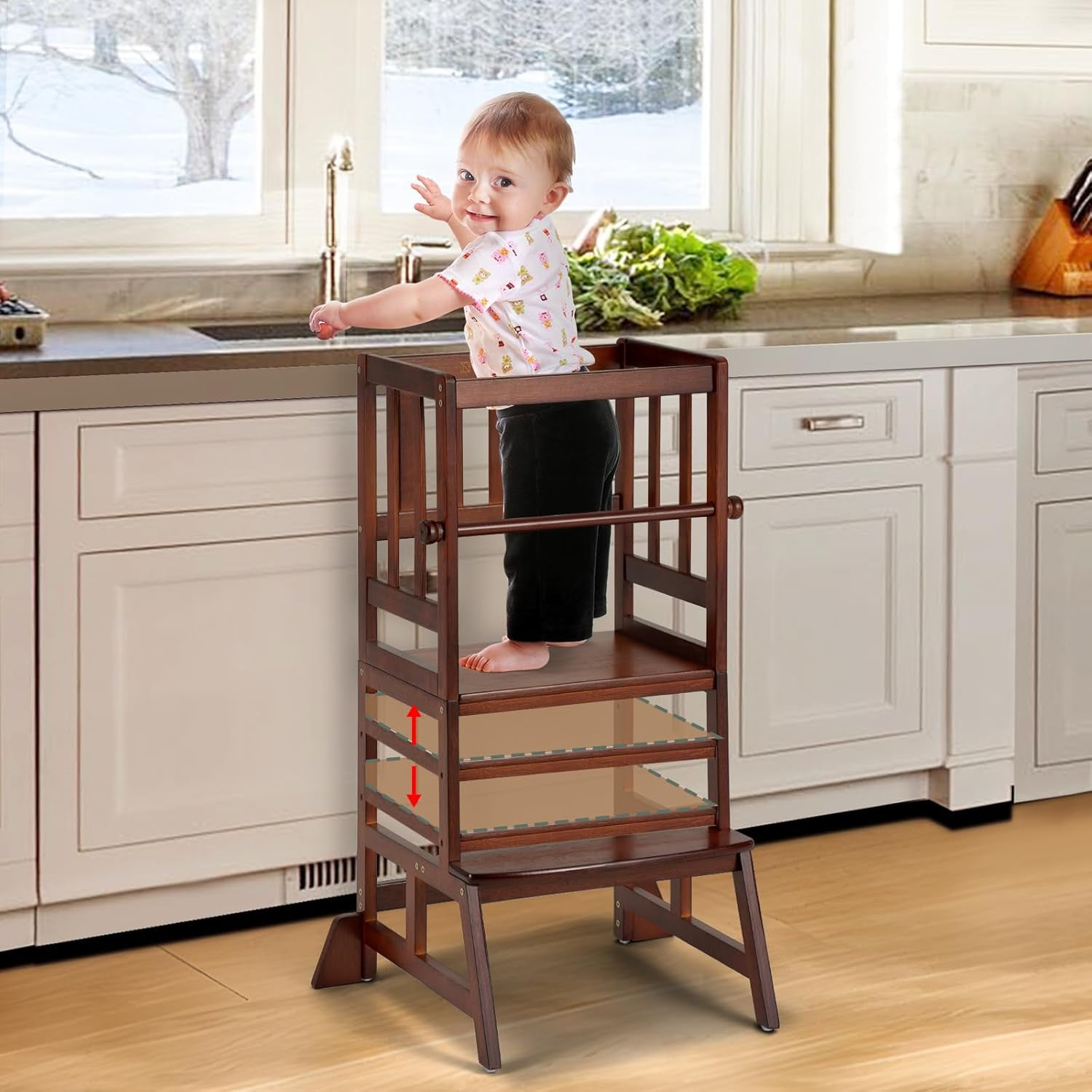Toddler Standing Tower - Adjustable Height Toddler Kitchen Stool Helper ...