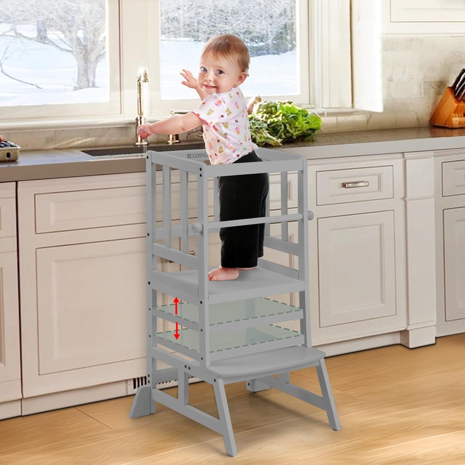 Toddler Standing Tower - Adjustable Height Toddler Kitchen Stool Helper ...