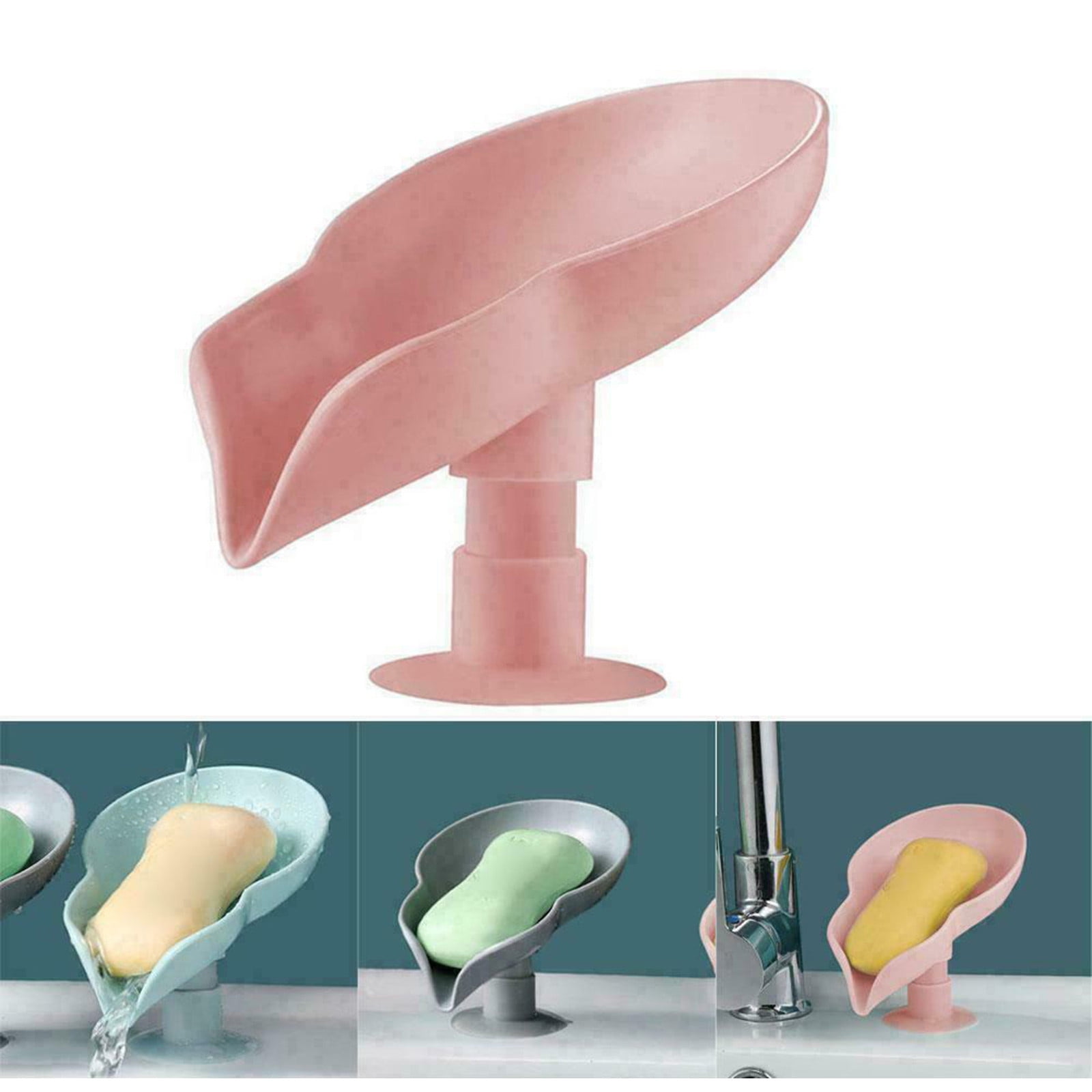 Toddler Step Stool Drainage Soap Holder Storage Container Cute Leaf ...