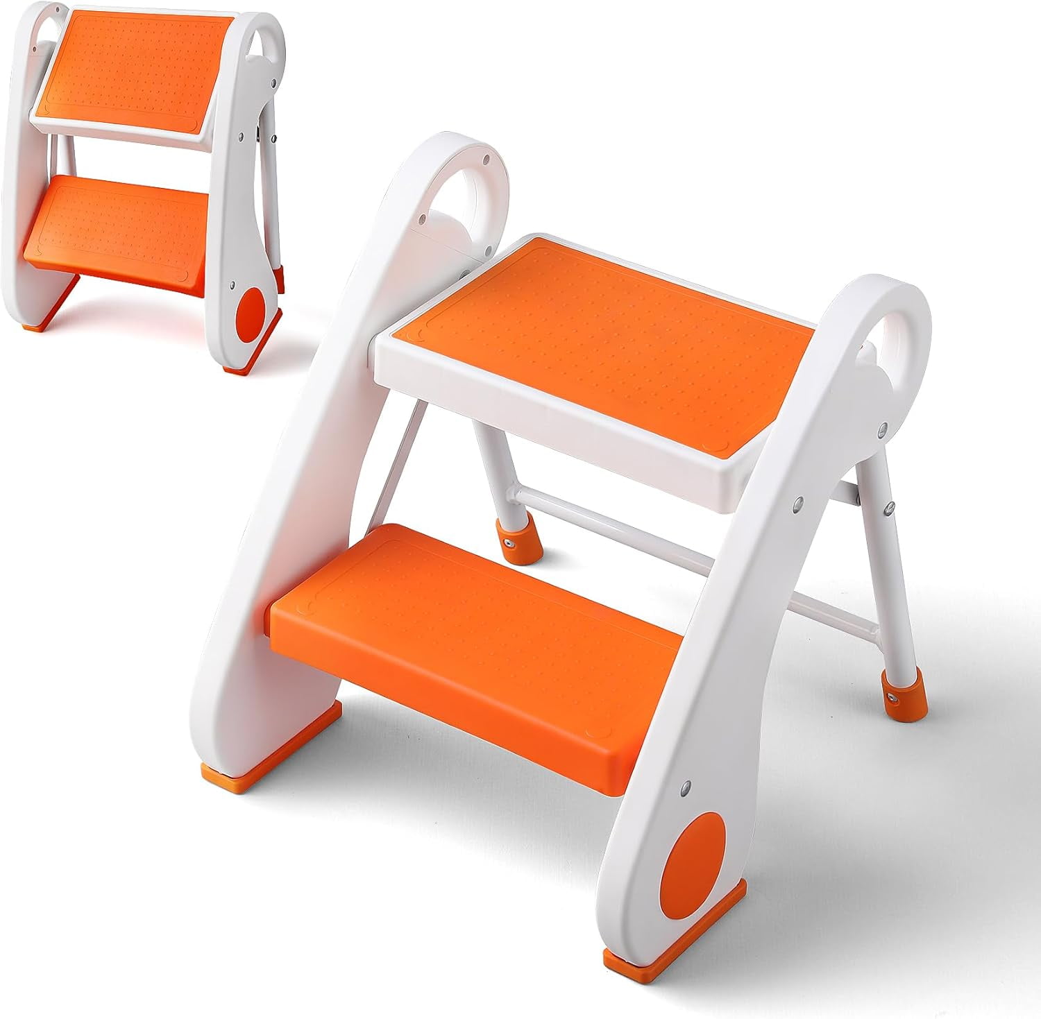 Toddler Step Stool - Foldable 2-Step Stool with Non-Slip Rubber Feet ...