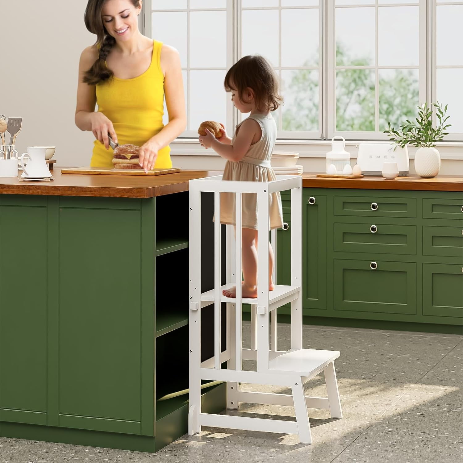 Toddler Step Stool, Kids Learning Standing Tower with Chalkboard ...