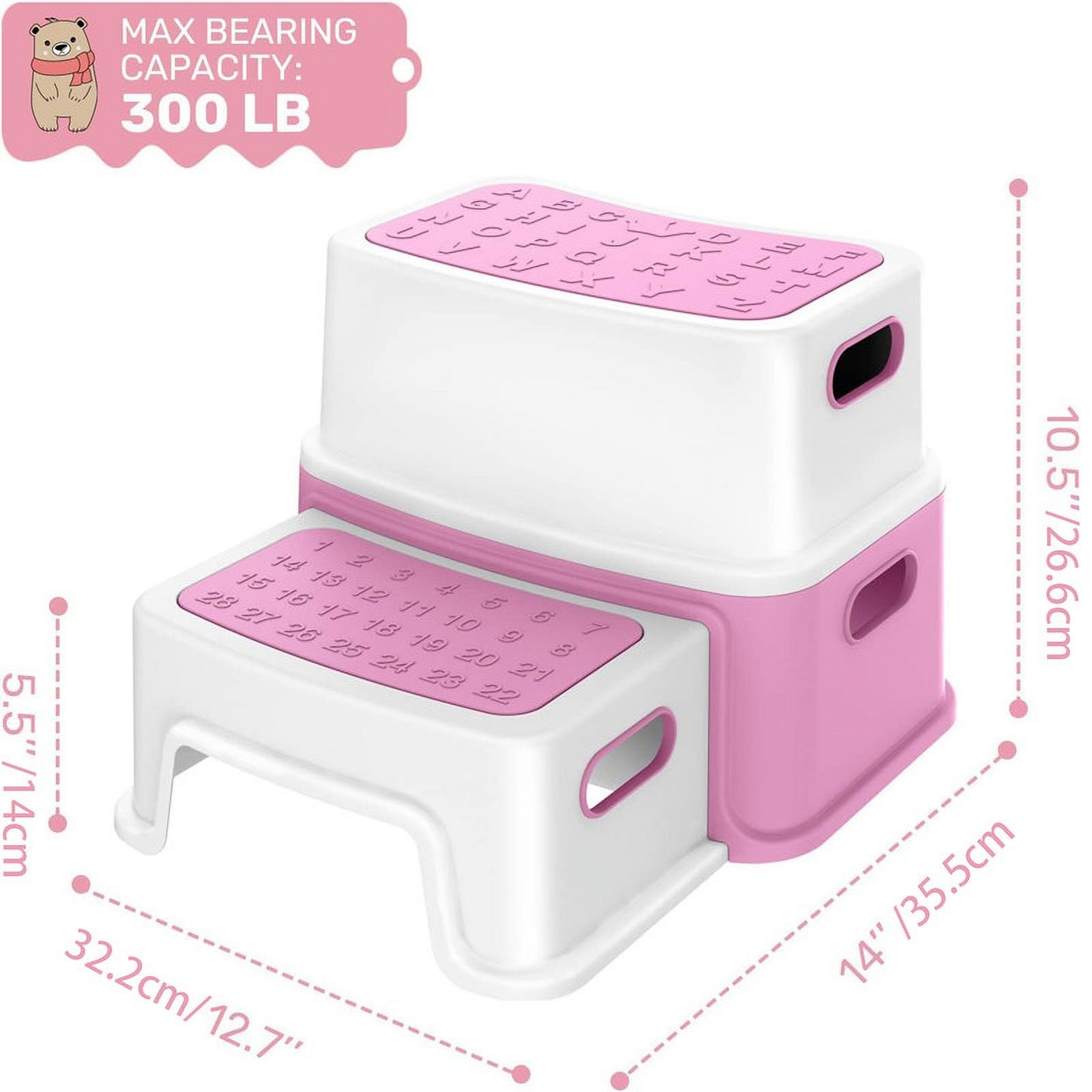 Toddler Step Stool for Toilet, Two Step Stool for Kids Bathroom with ...