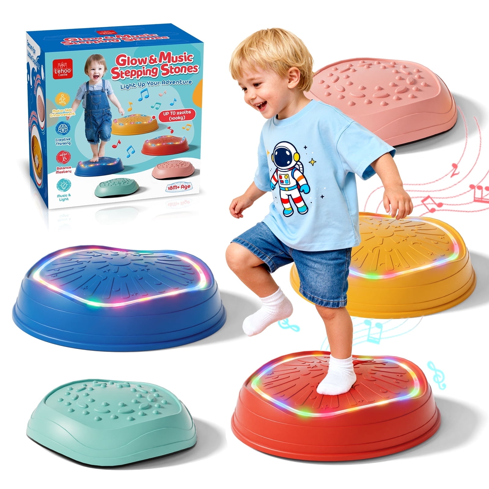 Stepping Stones for Kids, 5pcs Non-Slip Stepping Stones with Light ...