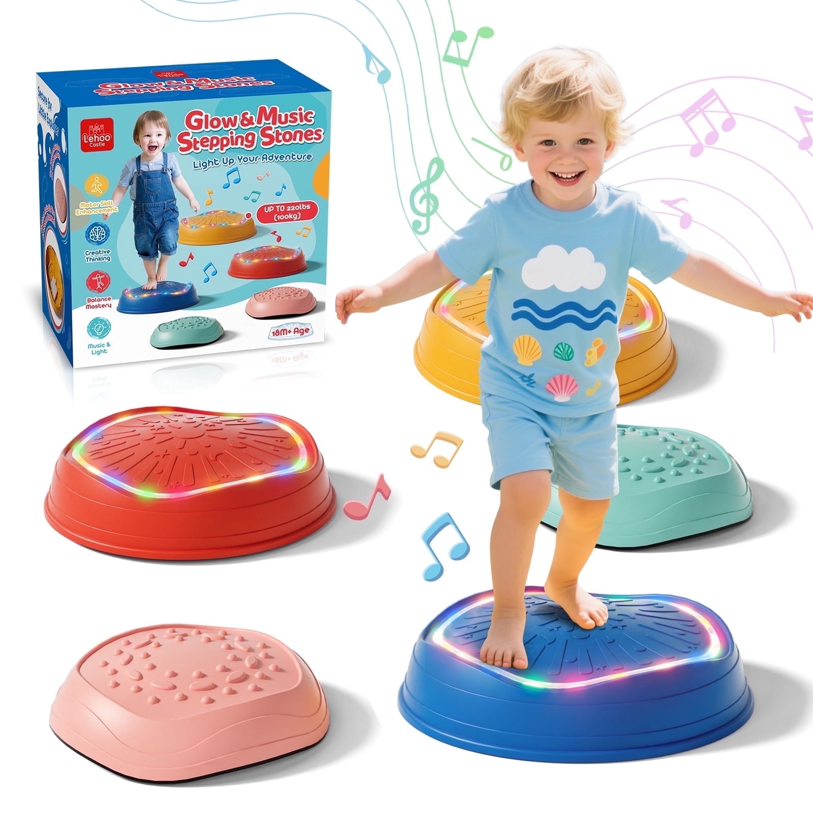 Stepping Stones for Kids, 5pcs Non-Slip Stepping Stones with Light ...