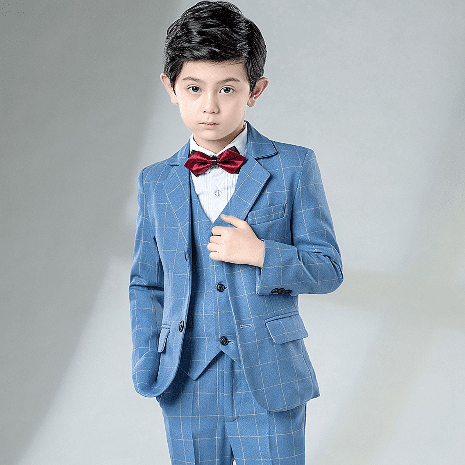 Toddler Suits for Boys Tuxedo Suit Boys' Ring Bearer Suits Blue check ...
