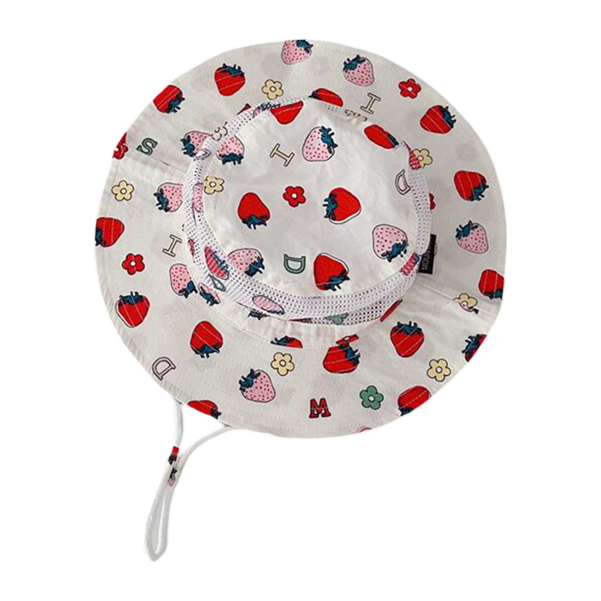 Toddler Summer Bucket Hat Wide Brim Strawberry Print Mesh Beach Hat ...