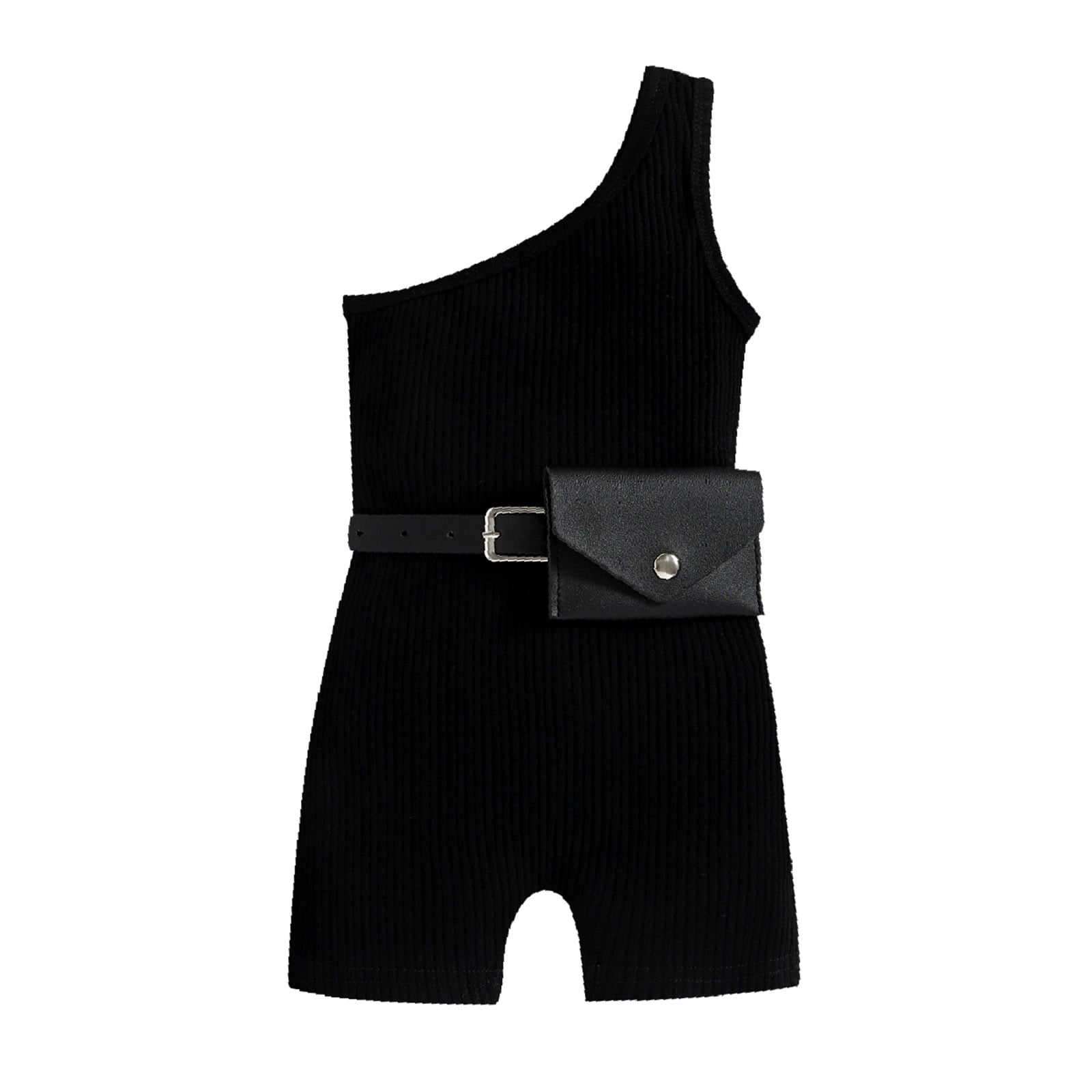Toddler Summer Girls Jumpsuit Sleeveless One Shoulder Strap Solid ...