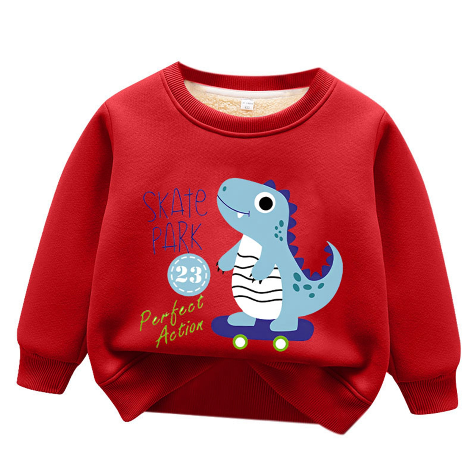Toddler Sweatshirt Dinosaur Prints Lined Round Neck Sweatshirts ...