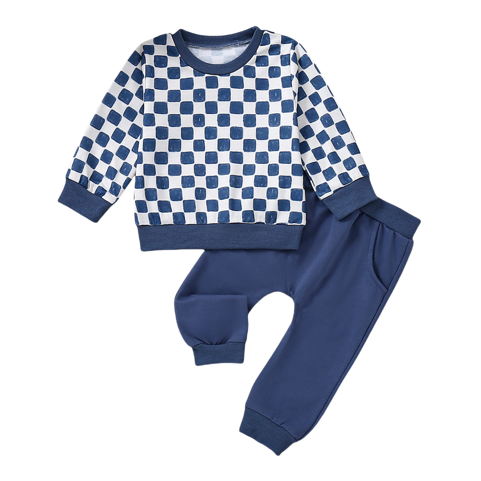 Toddler Sweatsuit Girls Fall Long Sleeve Plaid Cute Shirt Pants Suit ...