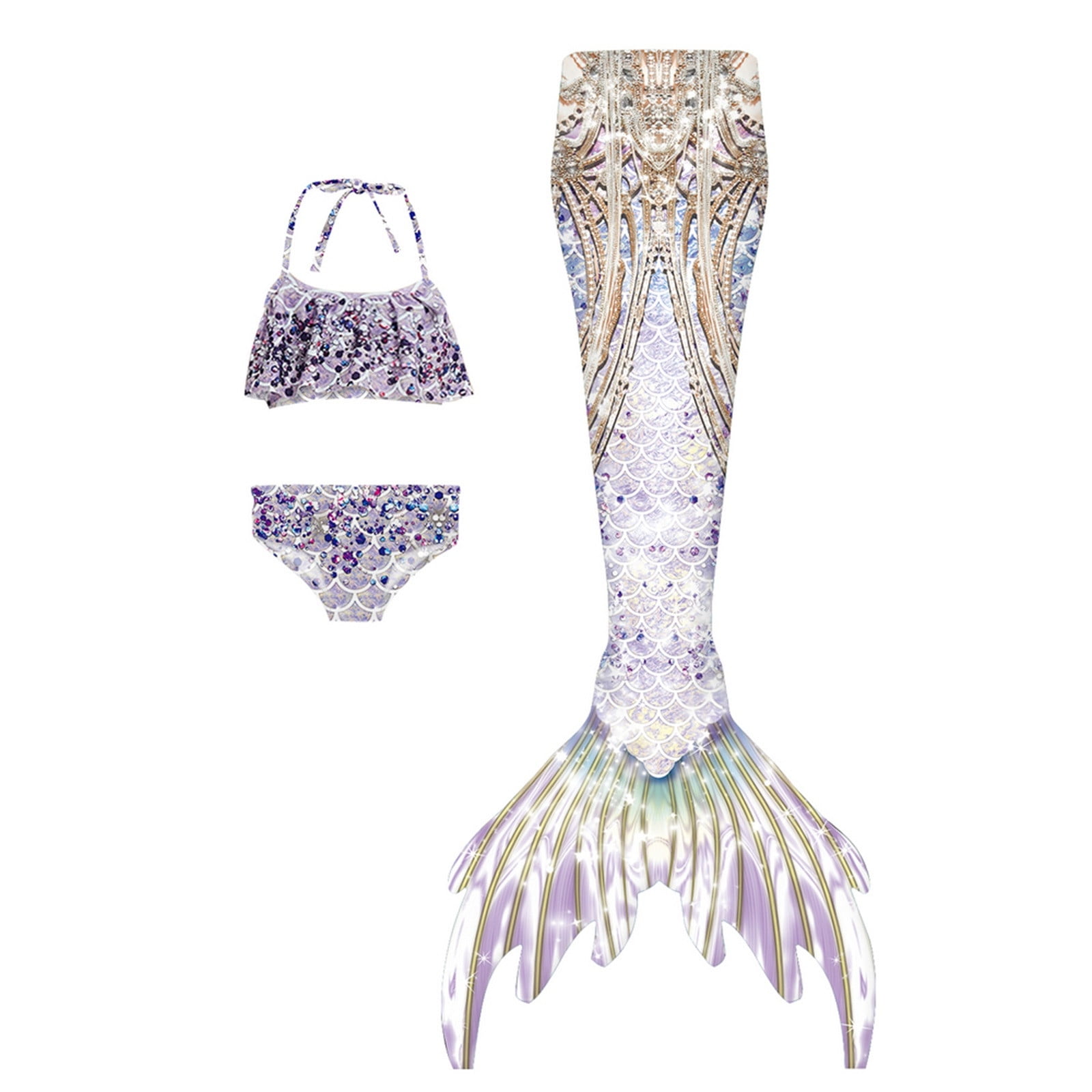 Toddler Swimsuit Girl 3t Fish Scale Funny Ruffles Princess Fish Tail ...