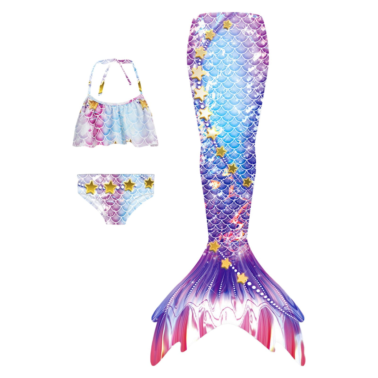 Toddler Swimsuit Girl Halter Ruffles Flounce Printed Bikini Set Bikini ...