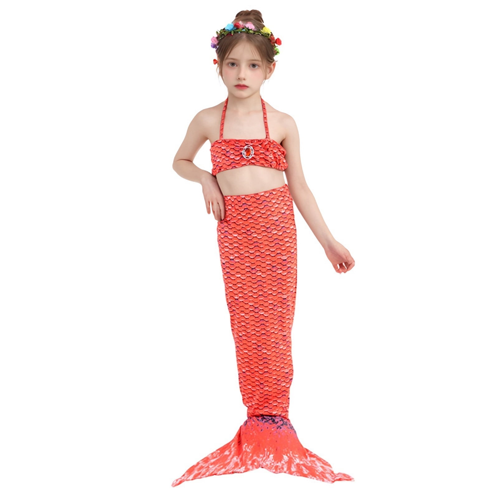 Toddler Swimsuit Girl Princess Fish Tail Ruffles Fish Scale Funny ...