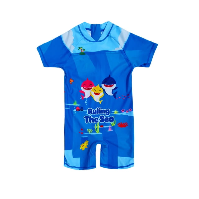Toddler Swimsuit One Piece Short Sleeve Rash Guard Kids Swimwear Baby ...