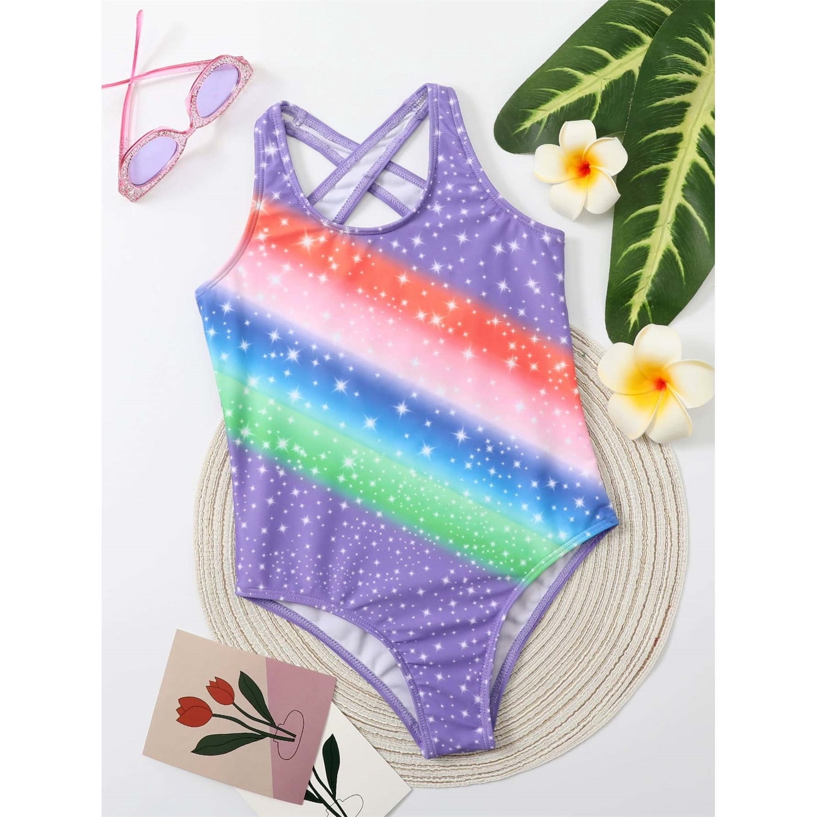 Toddler Swimsuit with Shorts Classic Floral Soft Upf 50+ Protection ...