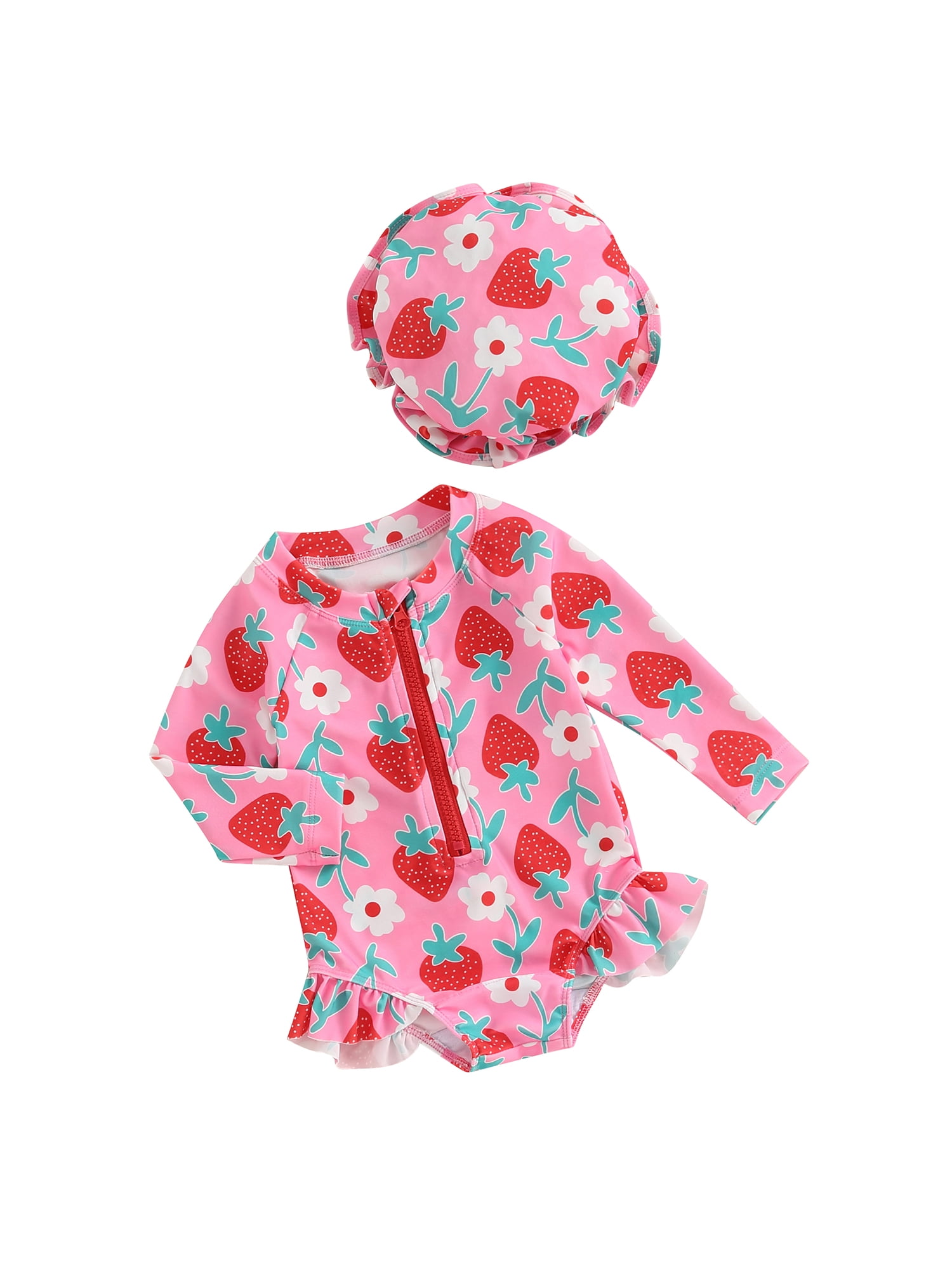 Toddler Swimsuits Baby Girl Floral Print Ruffled Jumpsuit Bathing Suit ...