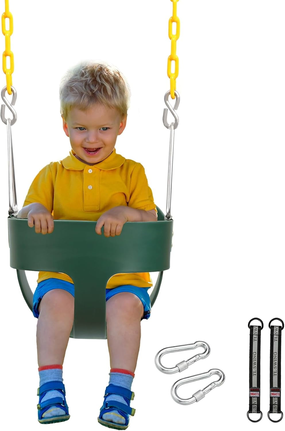 Toddler Swing Seat with Coated Chains, Heavy Duty Kids High Back Bucket ...